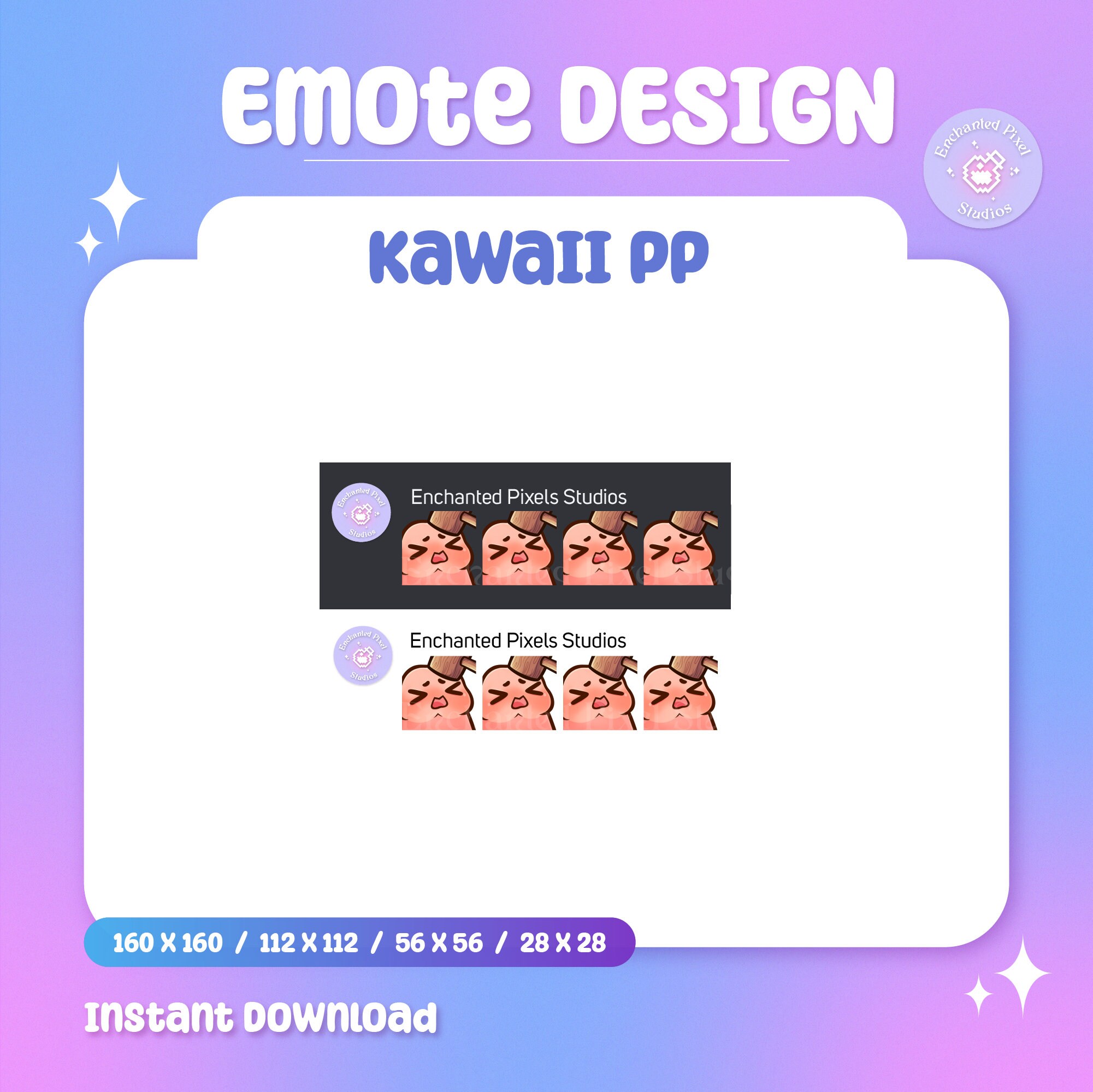 Bonk Twitch Emote | Cute PP Bonked Meme Emote | Kawaii Chibi Peen Emoji ...