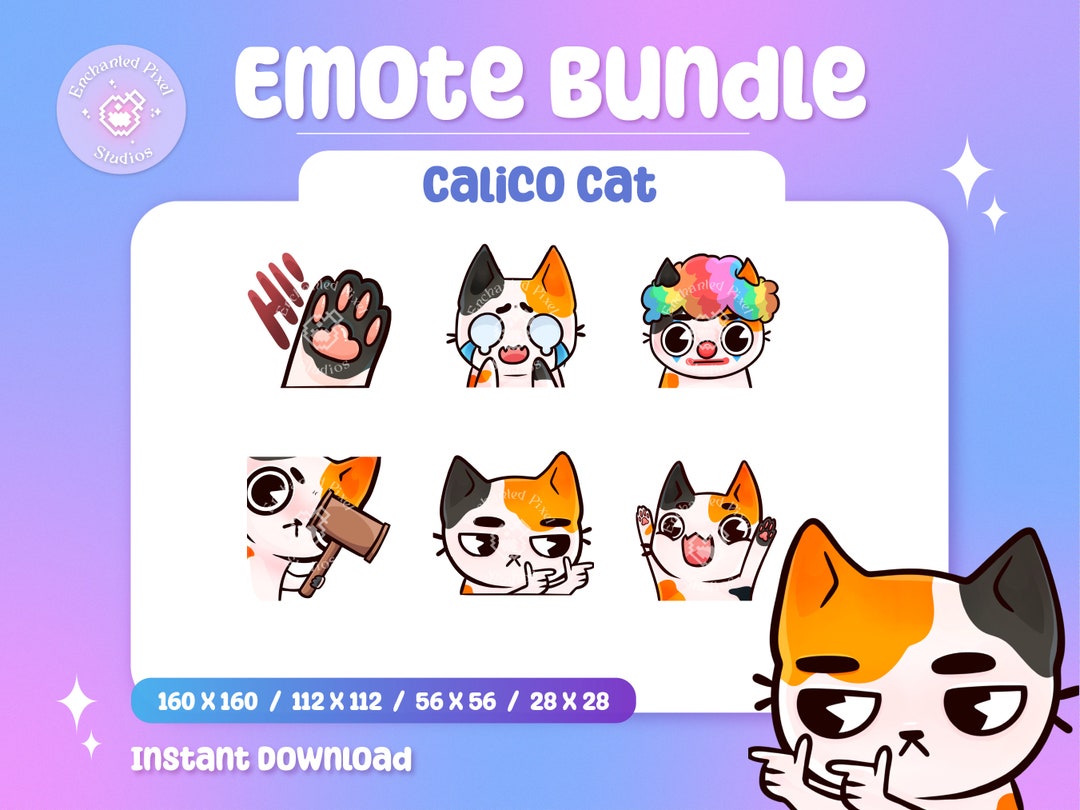 Kawaii Calico Cat Emotes | Cute Calico Cat Emotes | Cat Twitch Emotes ...