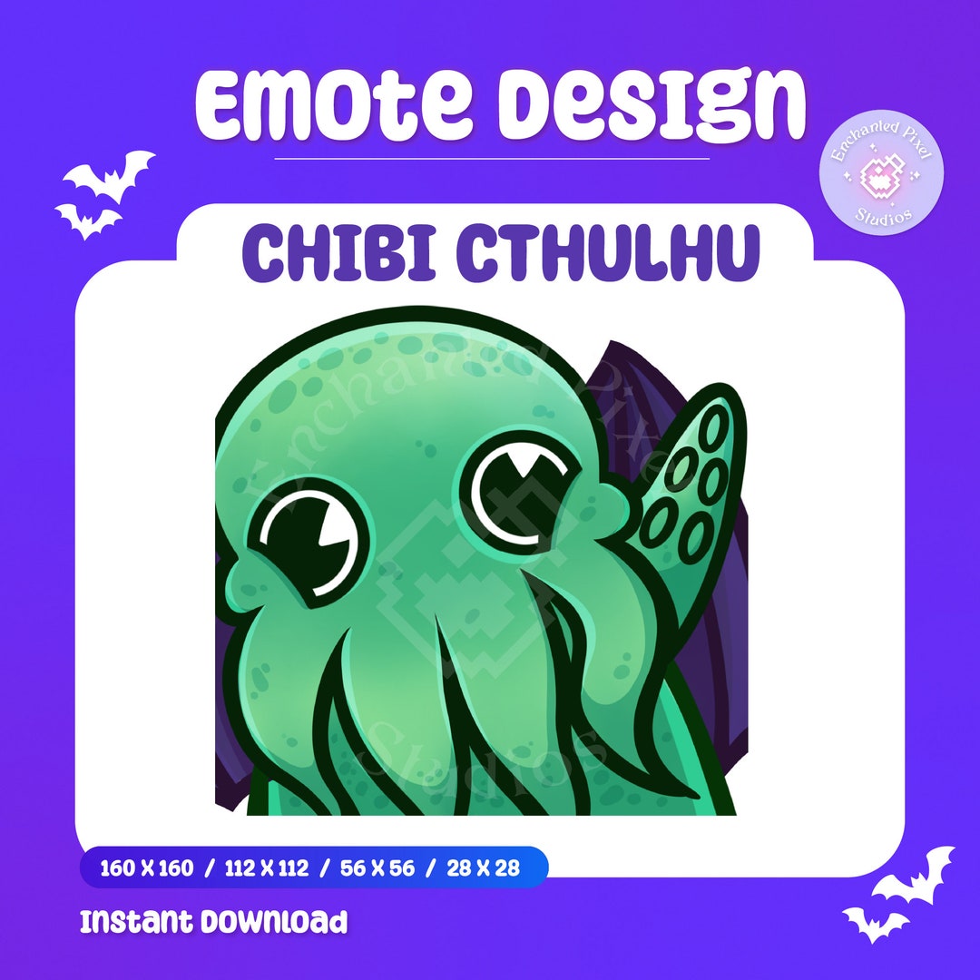 Chibi Cthulhu Emote Cute Spooky Demon Alien Twitch Emoji Cthulhu Horror ...