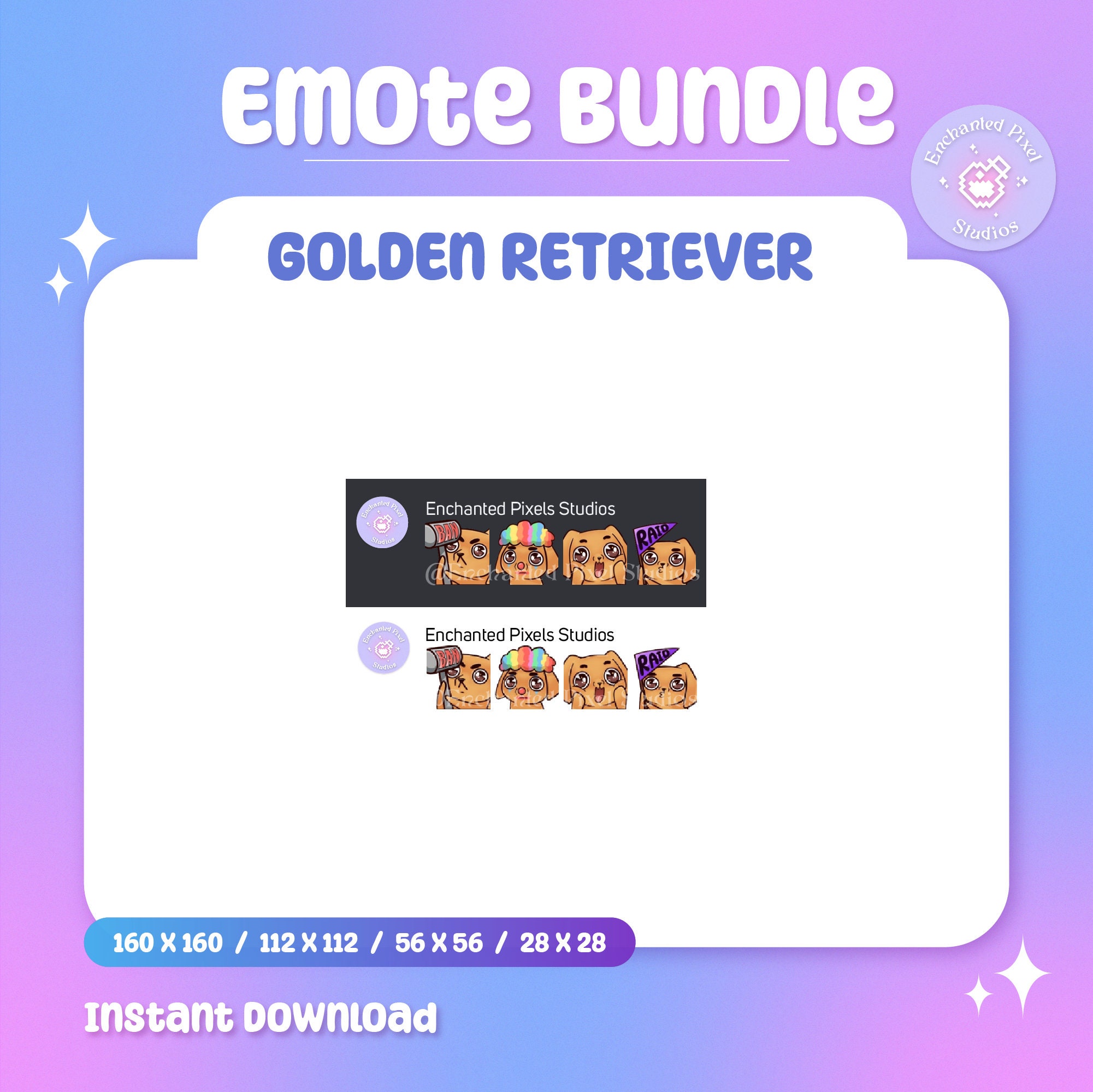 Kawaii Golden Retriever Twitch Emote Bundle 4 cute Chibi Kawaii Dog ...
