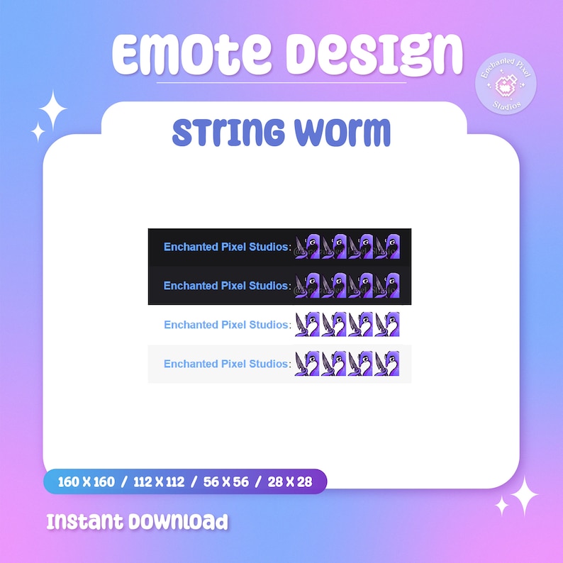 Purple String Worm Twitch Emote | String Worm With Knife Meme Emoji for ...