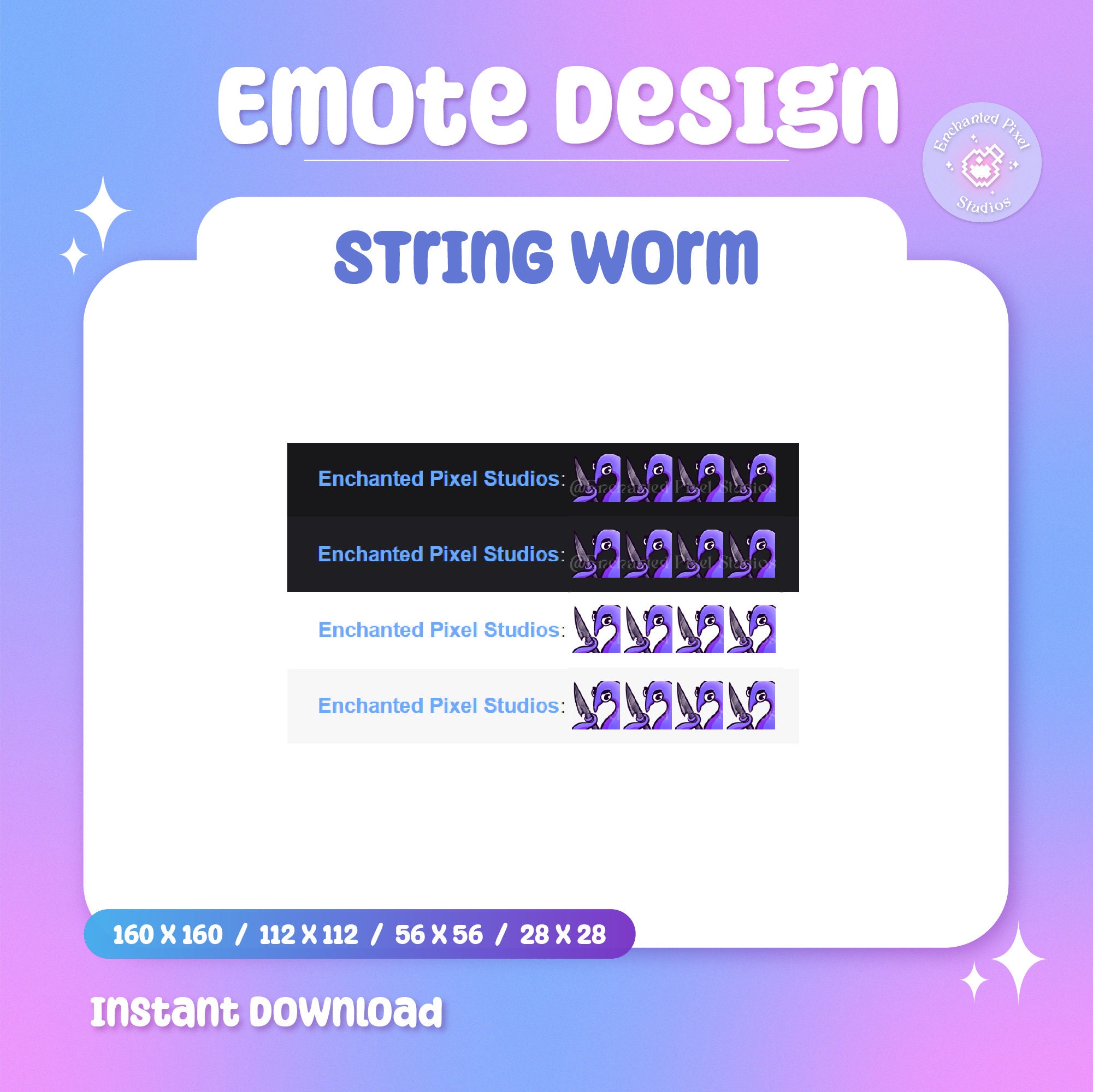 Purple String Worm Twitch Emote String Worm With Knife Meme Emoji for ...