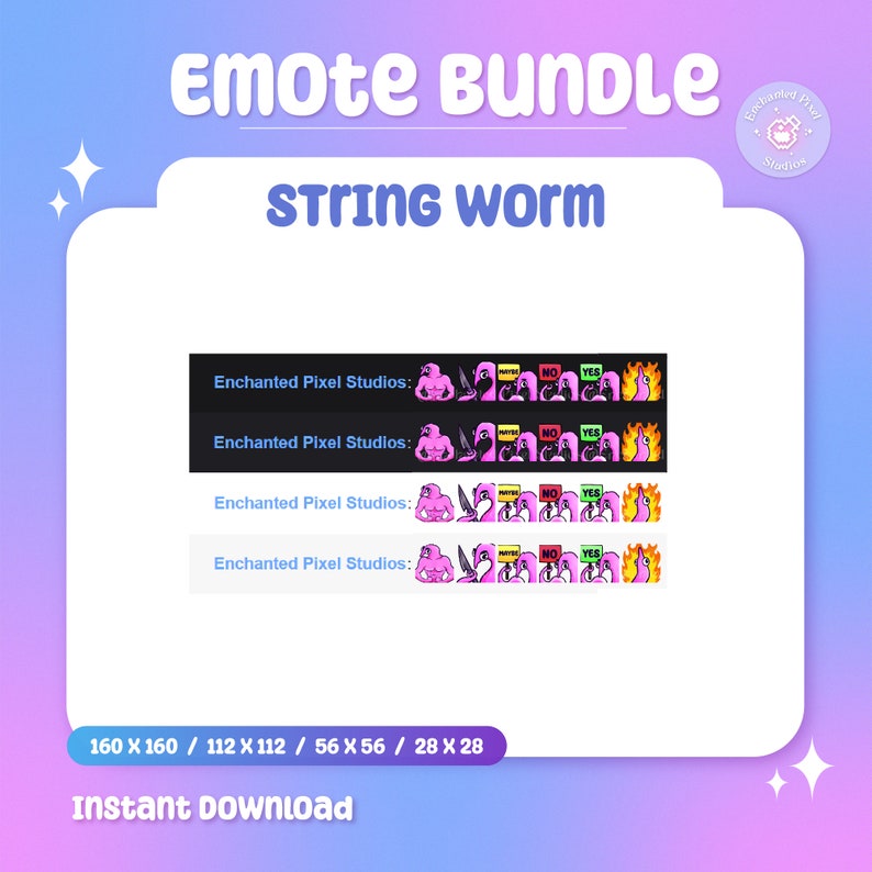 Meme String Worm Emote Pack (6) | Pink Meme Twitch Sub Emotes | Funny ...