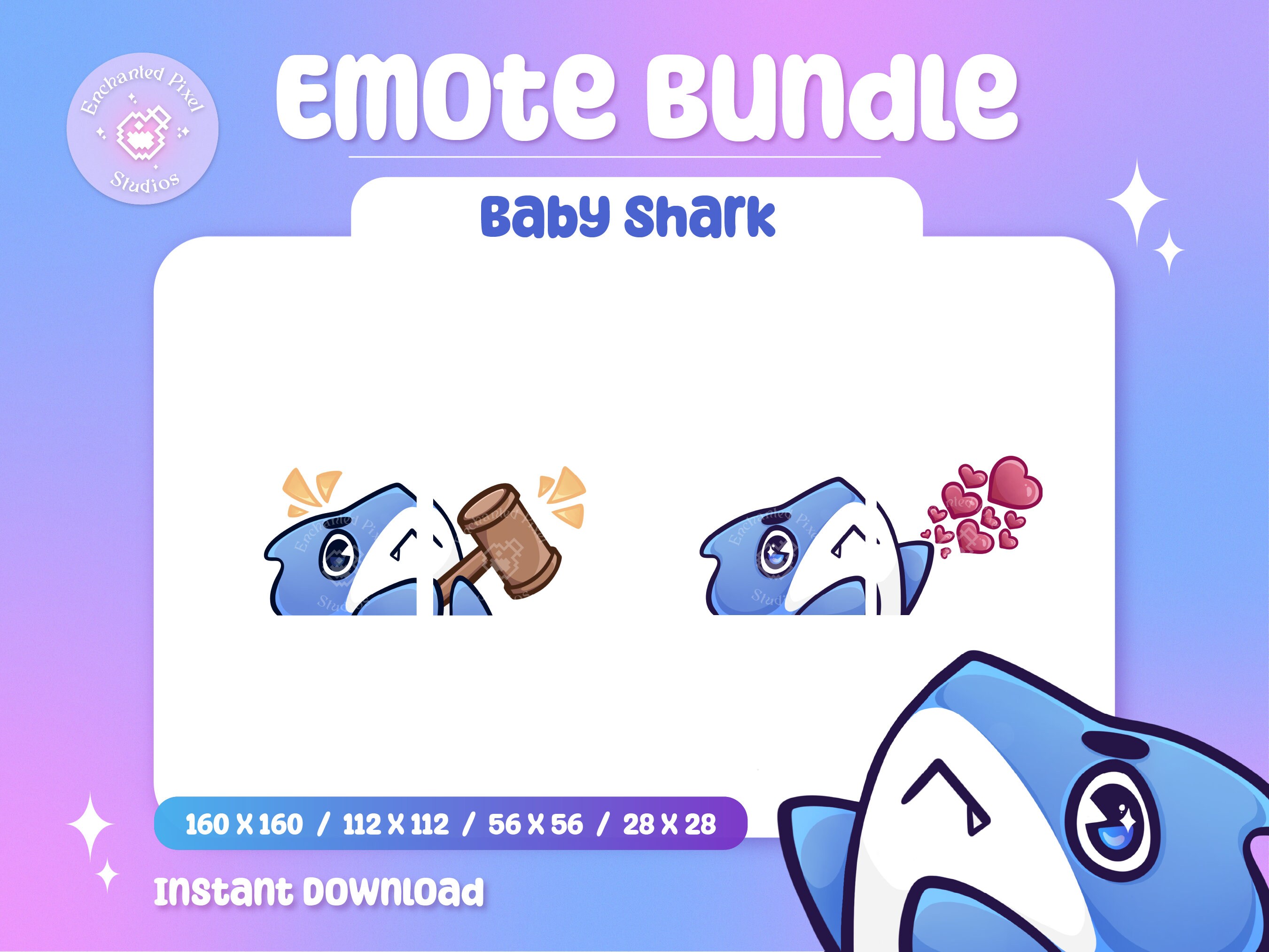 Blue Shark Emotes Emotes for Twitch Youtube Discord Cute Shark Funny ...