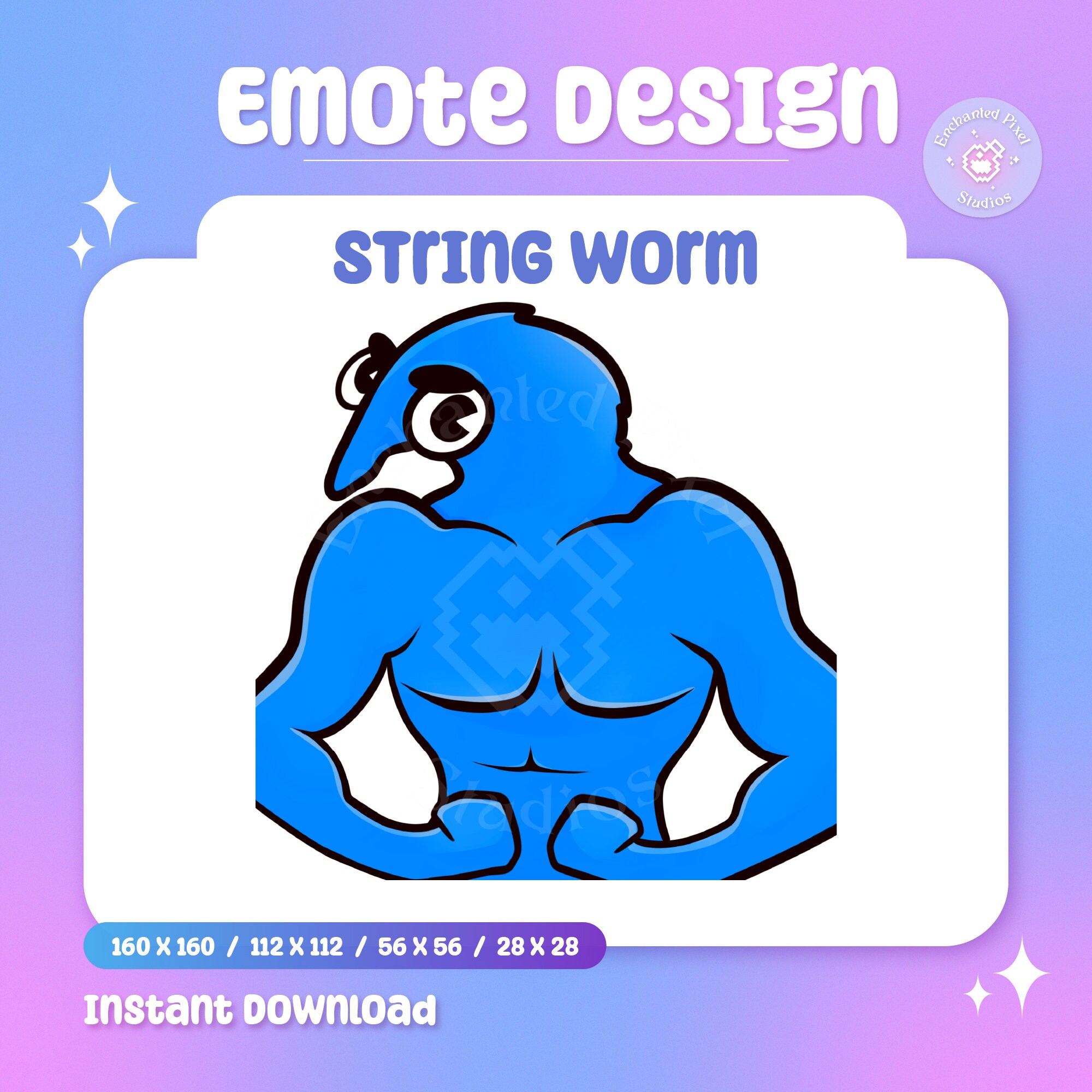 Muscle Flex Gains Twitch Emote | Meme Funny String Worm Blue Twitch Emoji | Emoji for Streamers ...