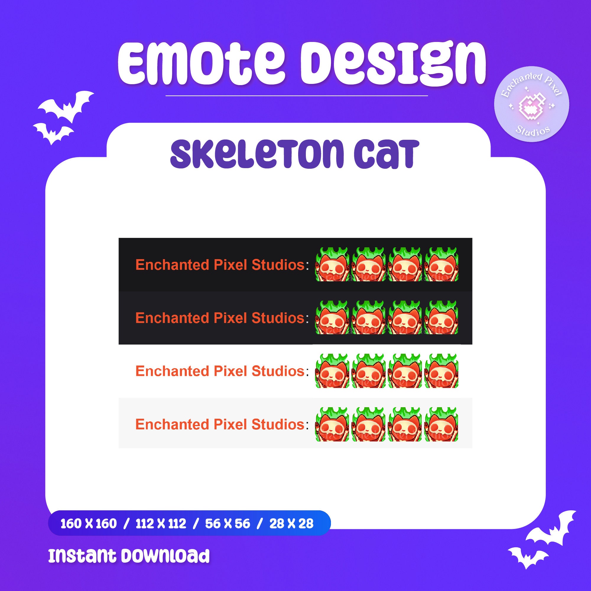 Halloween Chaos Meme Emote Cute Kawaii Chibi Skeleton Cat - Etsy