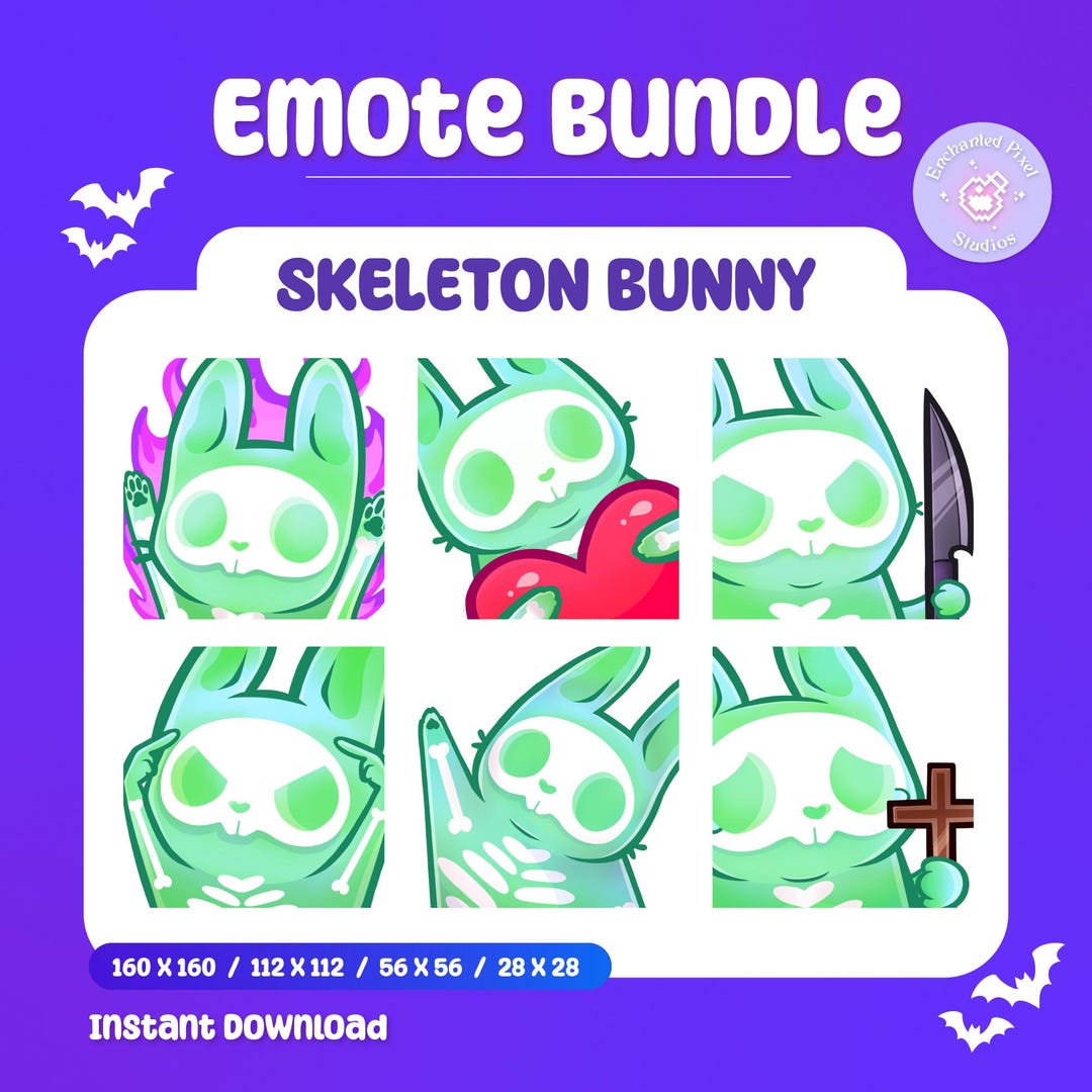 Cute Halloween Emote Set | Chibi Bunny Streamer Emote Pack | Pastel ...