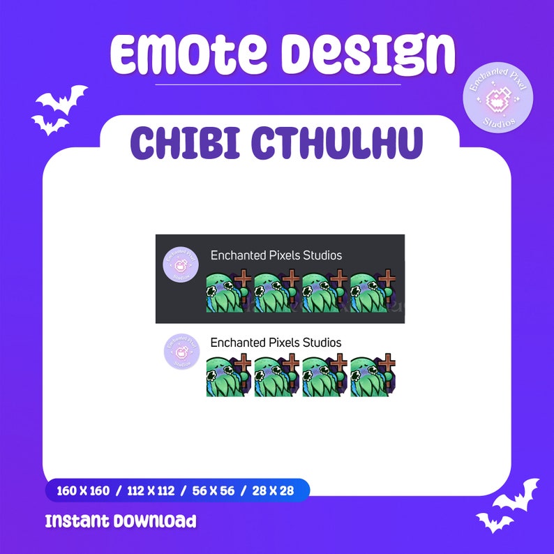 Chibi Cthulhu Cross Scared Streamer Emote | Horror Stream Demon ...