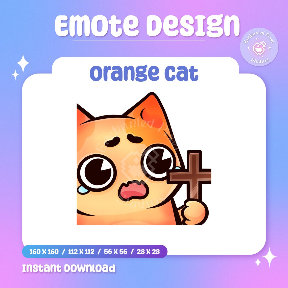 Cute Chibi Orange Tabby Cat Twitch Emote | Horror Stream Meme Emote ...