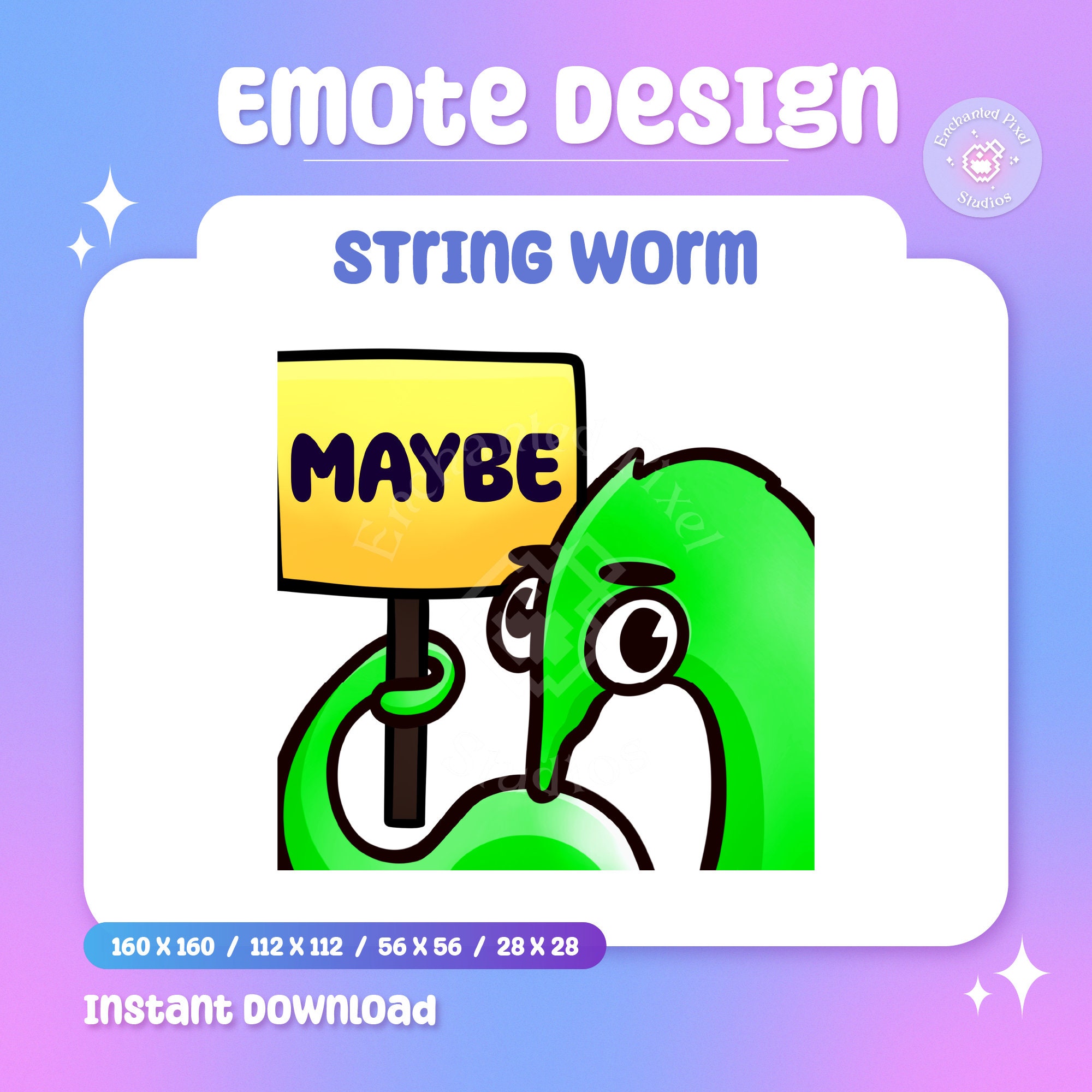 Twitch Meme Vote Emote String Worm Meme Emoji Cute Kawaii Chibi Green ...