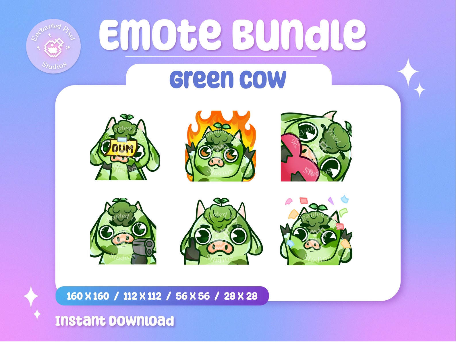 Kawaii Emote Pack Twitch Cute Emotes Cow Emotes Funny - Etsy