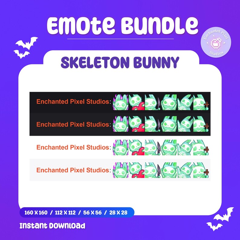 Cute Halloween Emote Set | Chibi Bunny Streamer Emote Pack | Pastel ...