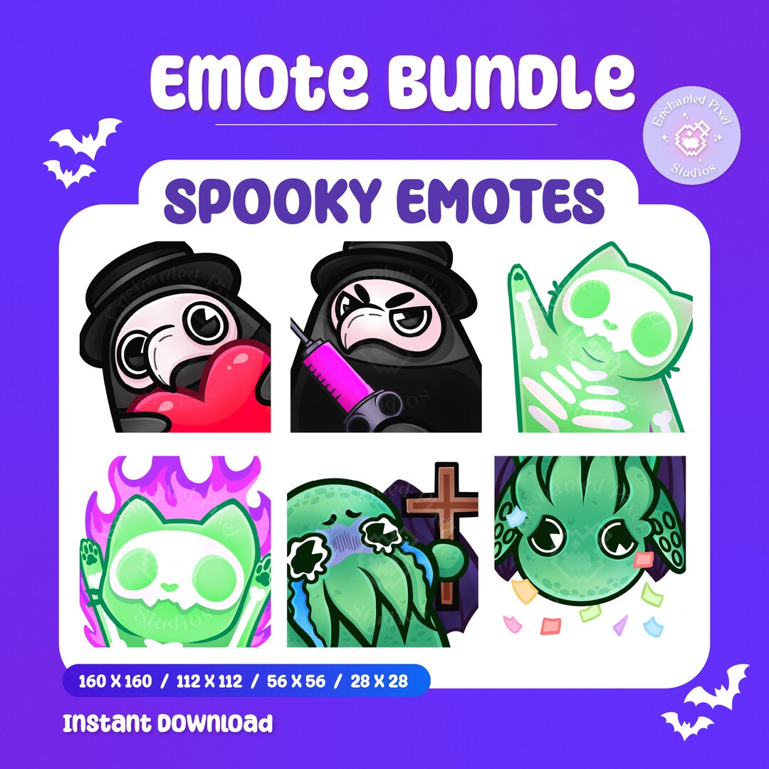 6 Twitch Streamer Spooky Emotes | Chibi Plague Doctor Cthulhu Skeleton ...