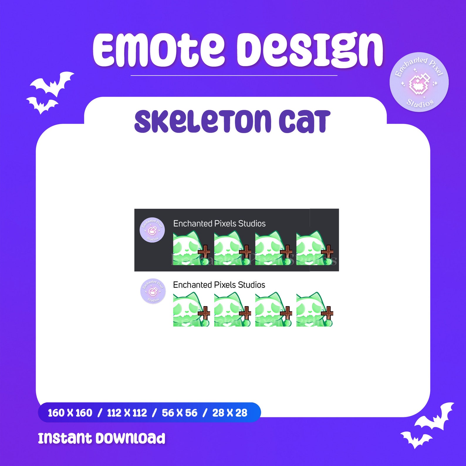 Cute Scared Skeleton Cat Emote | Twitch Scare Emote Meme With Cross ...