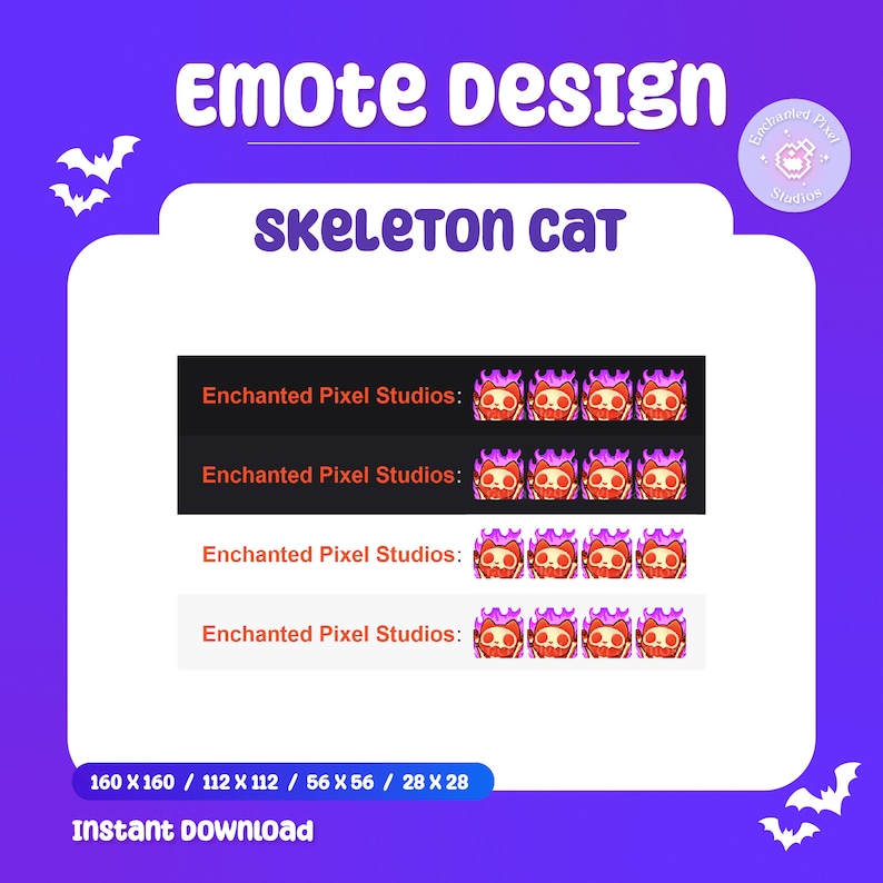 Cute Halloween Cat Emote | Chaos Skeleton Kitty Emoji | Orange Neko ...