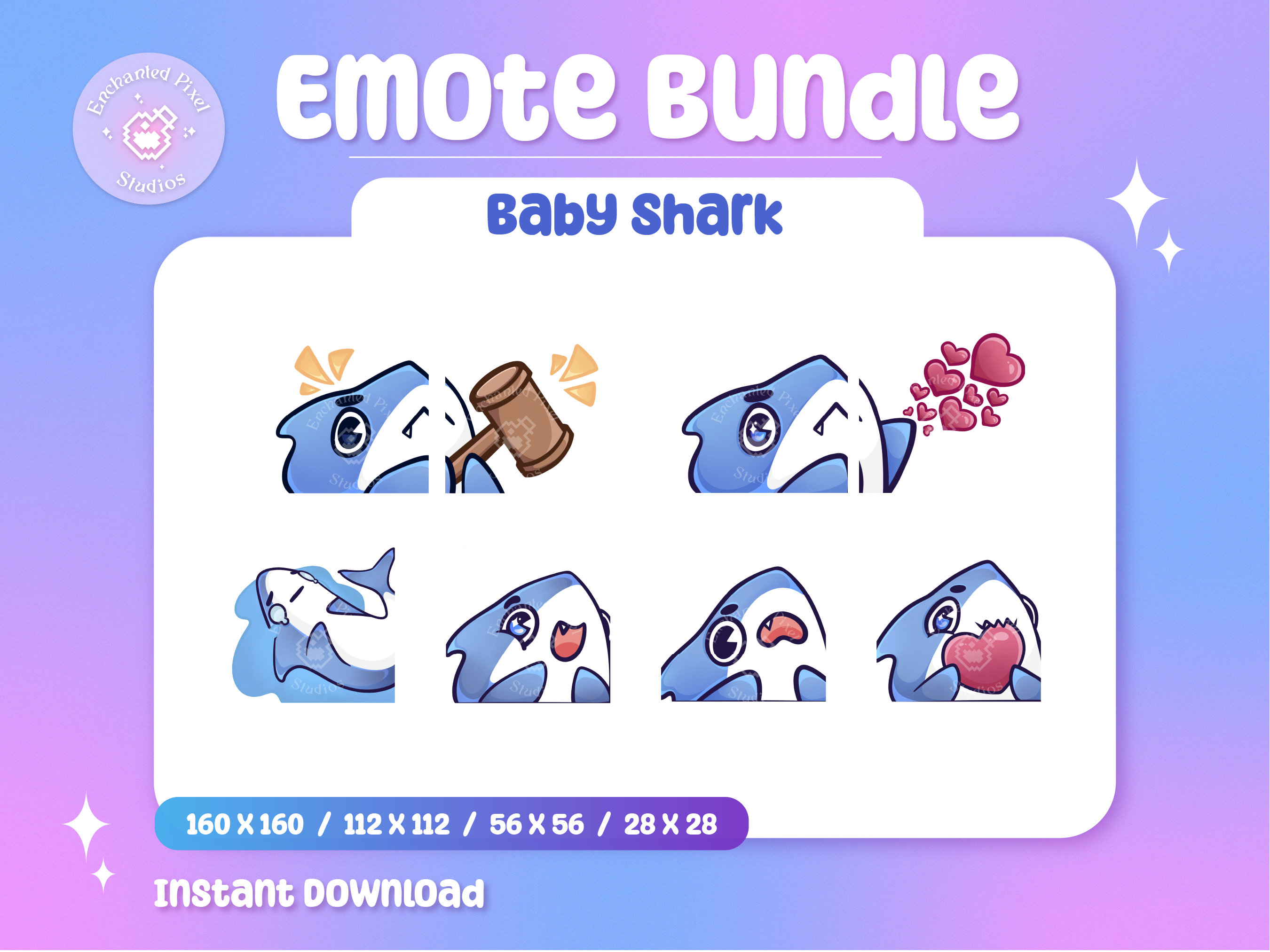 Cute Twitch Shark Emote | Blue Shark Emote | Emote for Youtube ...