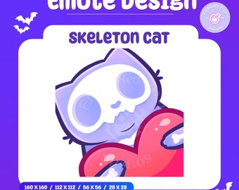 Cute Scared Skeleton Cat Emote Twitch Scare Emote Meme With - Etsy