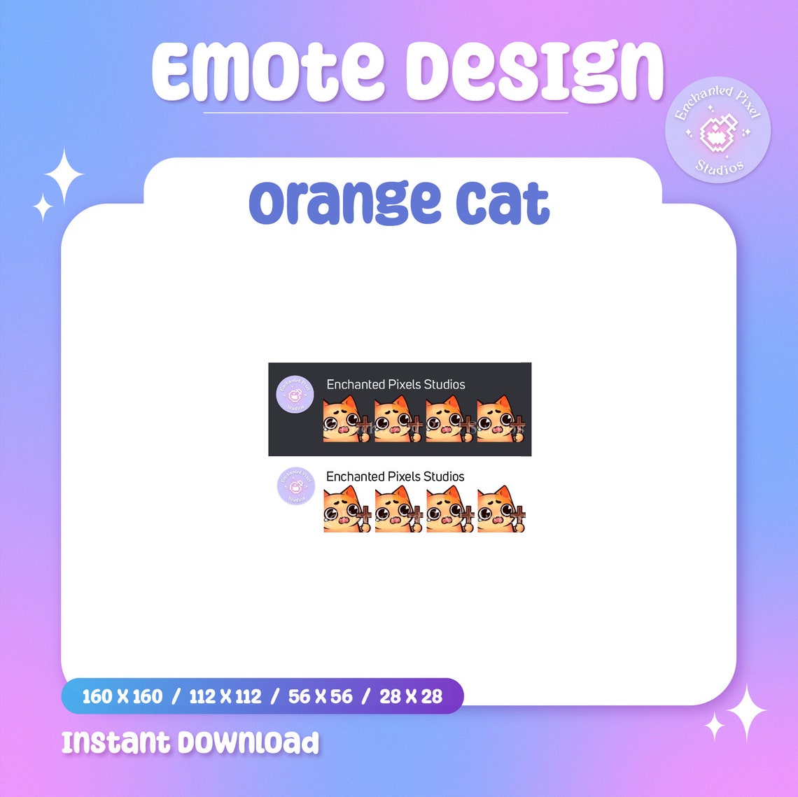Cute Chibi Orange Tabby Cat Twitch Emote | Horror Stream Meme Emote ...