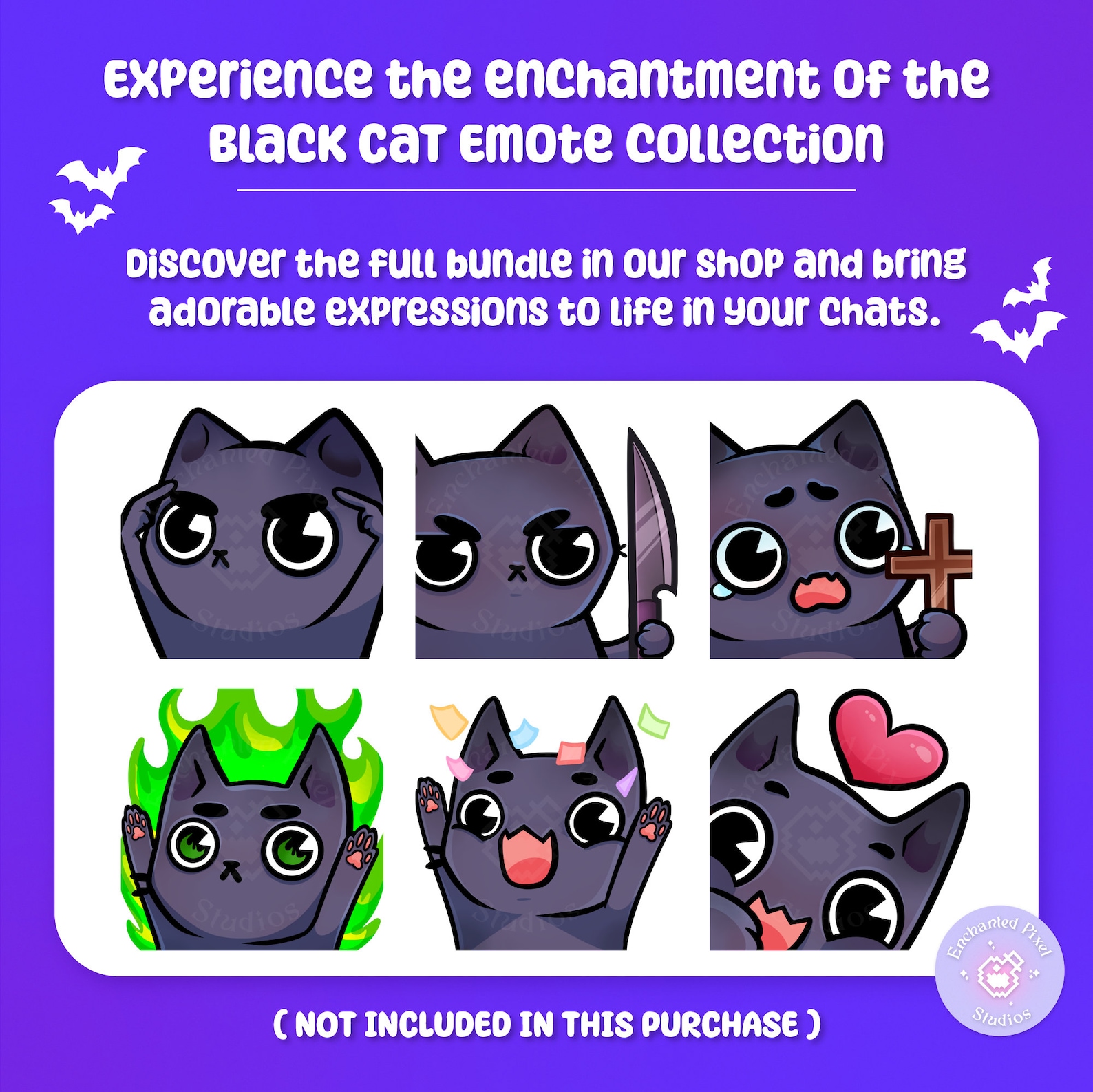 Hype Train Twitch Cat Emote | Cute Animal Hype Emoji | Black Chibi ...