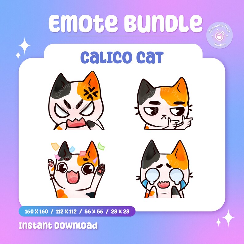 Calico Cat Meme Emote Twitch Pack Crying Cat Emote Hype - Etsy