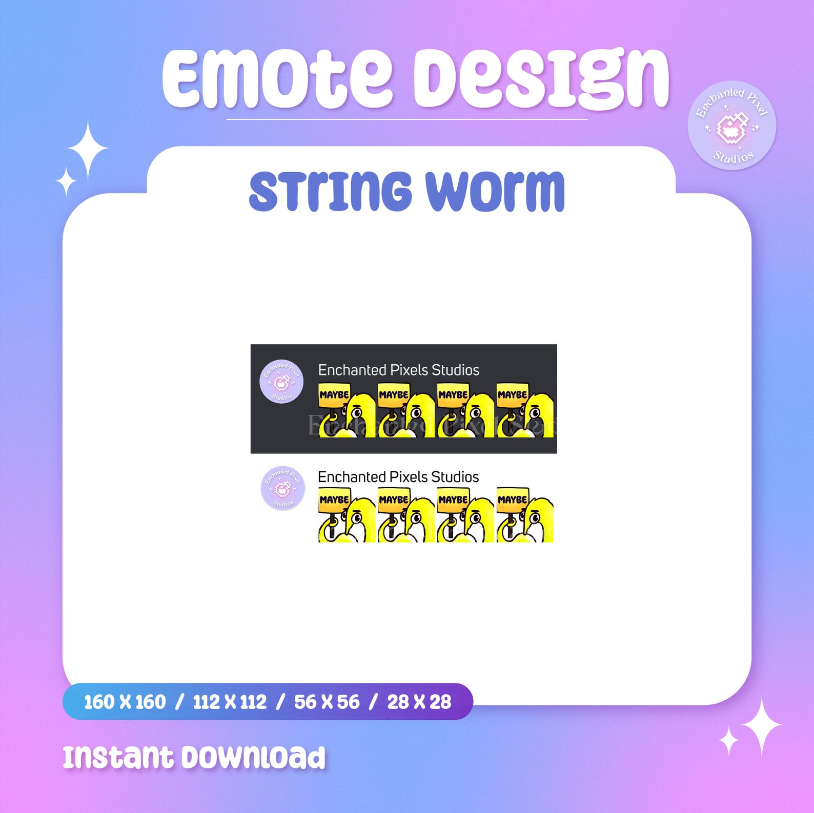 Twitch Emote Maybe Sign String Worm Meme Emoji Cute Kawaii Chibi Yellow ...