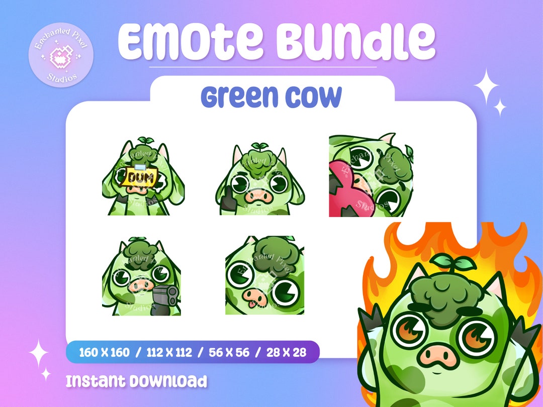 Kawaii Cow Emote Pack Cute Twitch Emote Pack Streaming Emotes Discord ...