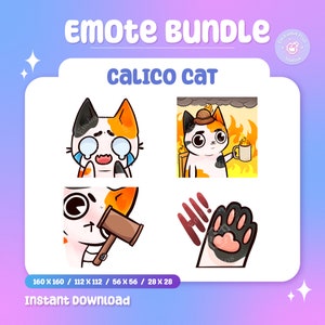 Cute Cat Twitch Emote Pack Video Games Calico Cat Emojis for Discord ...