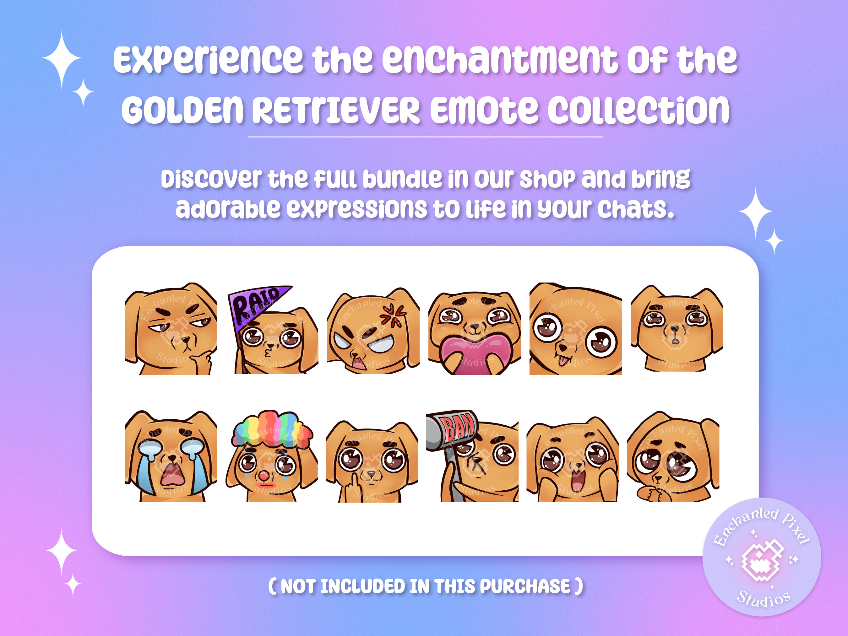 Golden Retriever Emote Pack | Dog Emotes | Goldie Twitch Emote ...