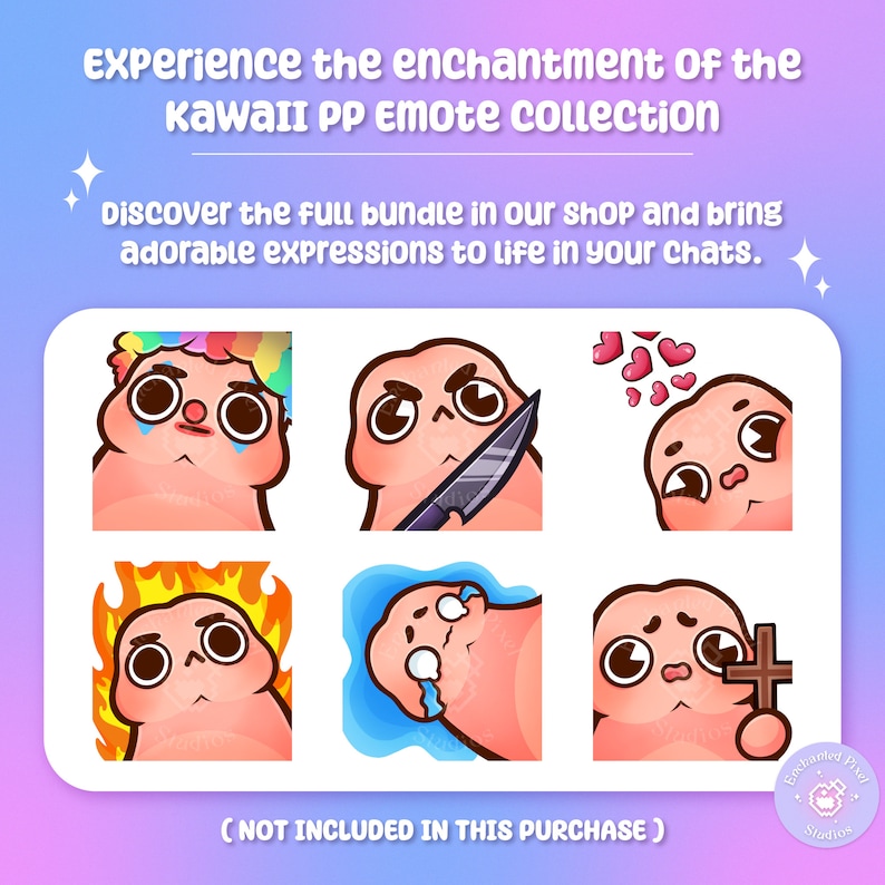 Cute PP Meme Emote Twitch Pack 6 Streamer Funny Emote Pack Discord Kick ...