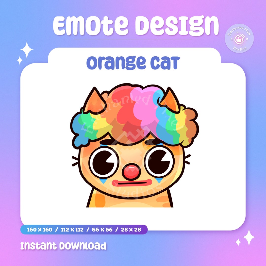 Cute Clown Orange Tabby Cat Emote | Chibi Kawaii Cat Emoji | Discord ...