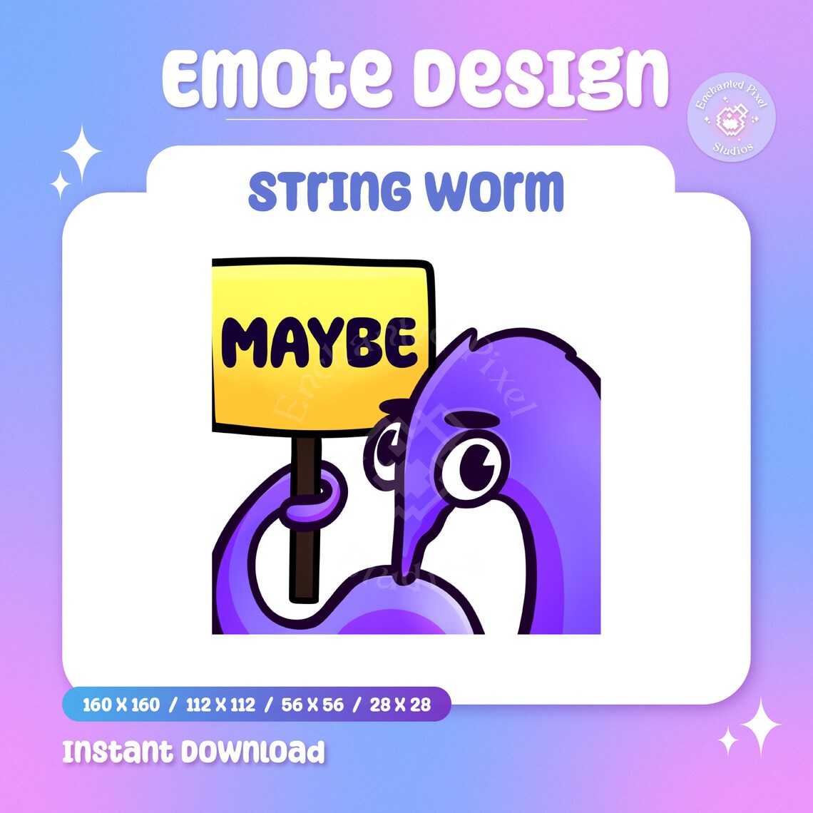 Twitch Emote Maybe Sign String Worm Meme Emoji Cute Kawaii Chibi Purple ...