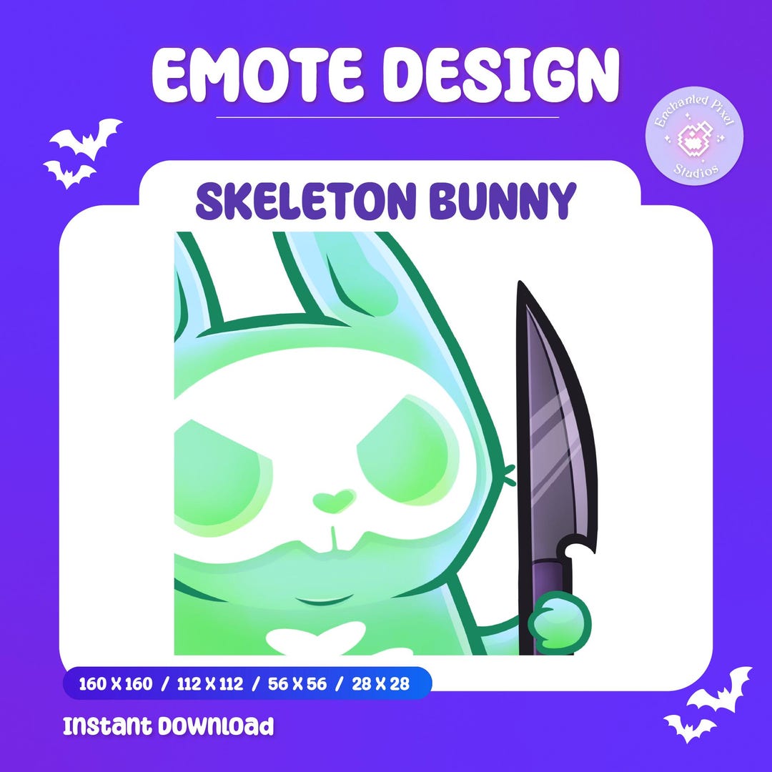 Cute Bunny Knife Emote for Twitch & Discord | Cozy Pastel Gamer Emote ...