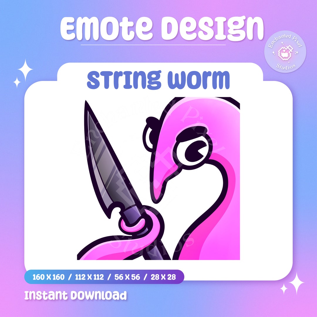 Pink Knife Twitch Meme Emote | Pink String Worm Emoji for Streamers ...