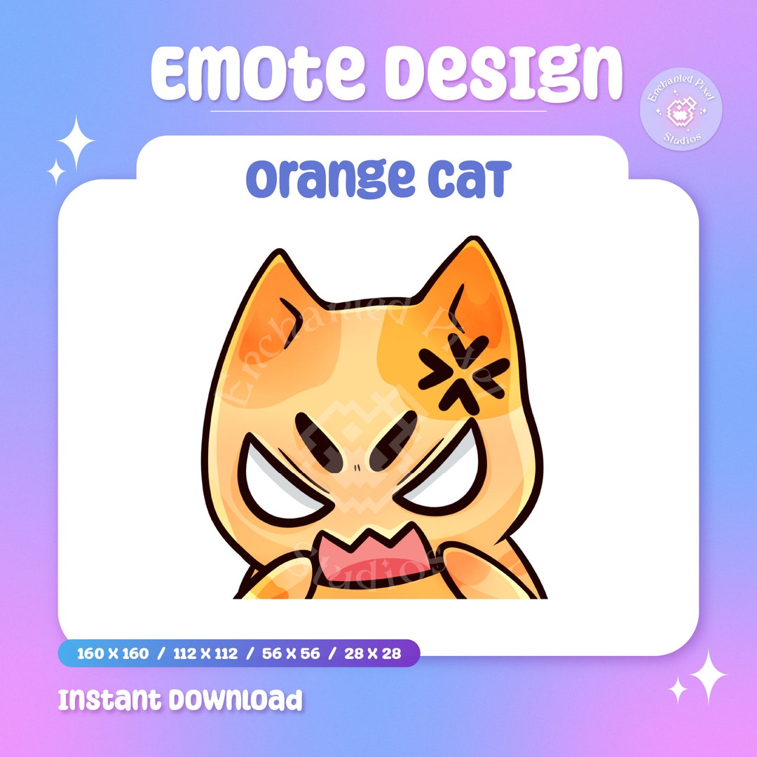 Cute Chibi Rage Emote | Twitch Orange Tabby Kitty Cat Emote | Tilted ...