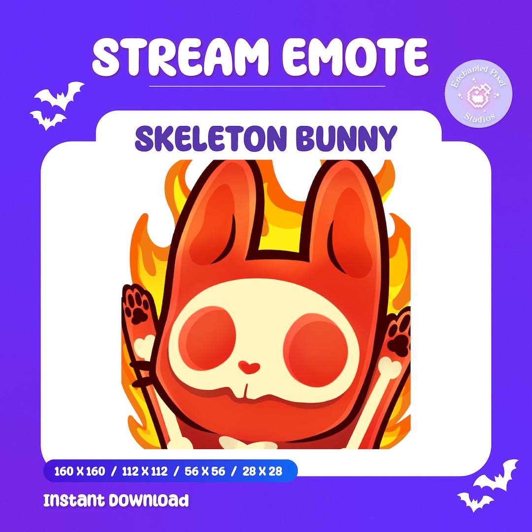 Funny Chaos Streamer Emote | Orange Skeleton Bunny Fire Meme Emoji ...