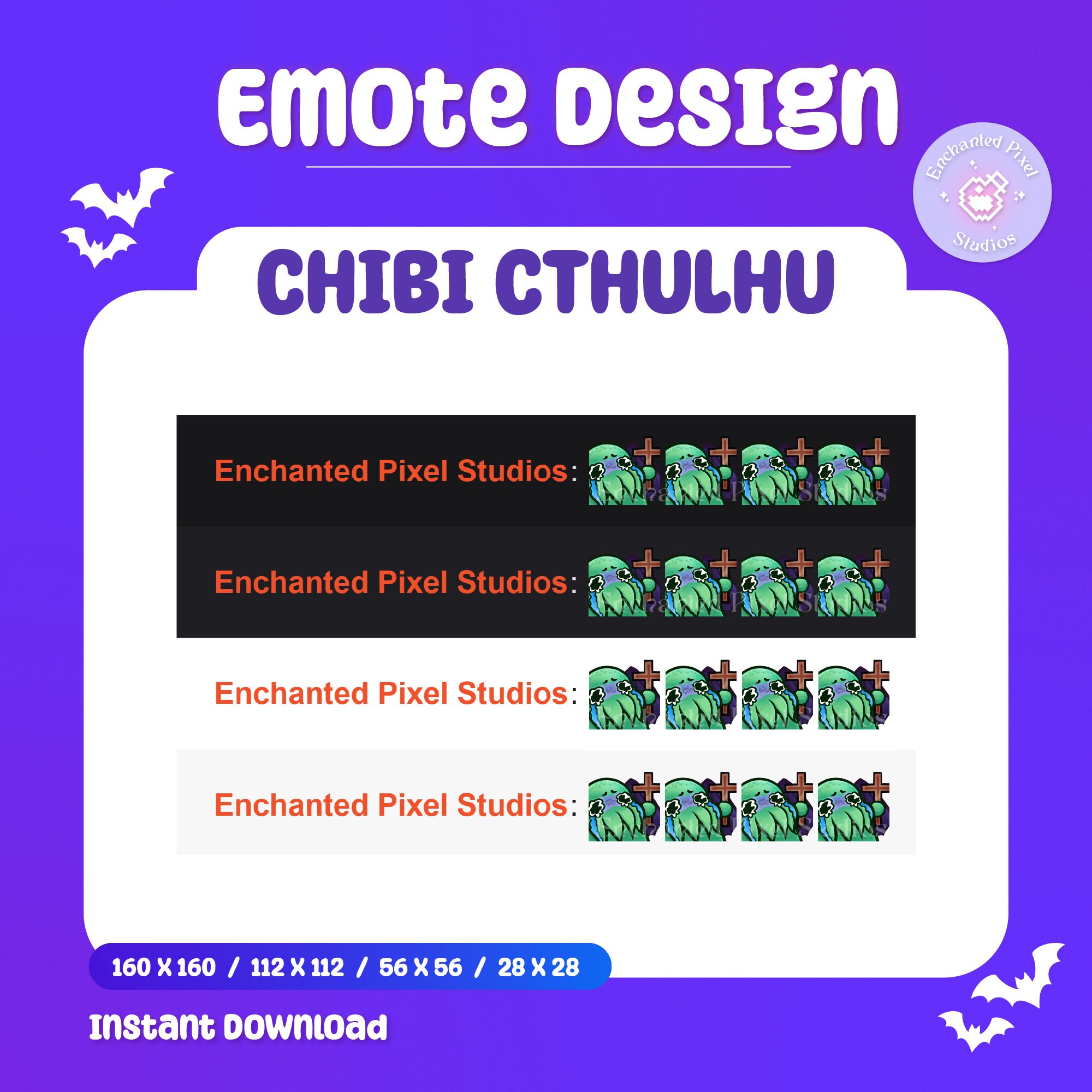 Chibi Cthulhu Cross Scared Streamer Emote | Horror Stream Demon ...