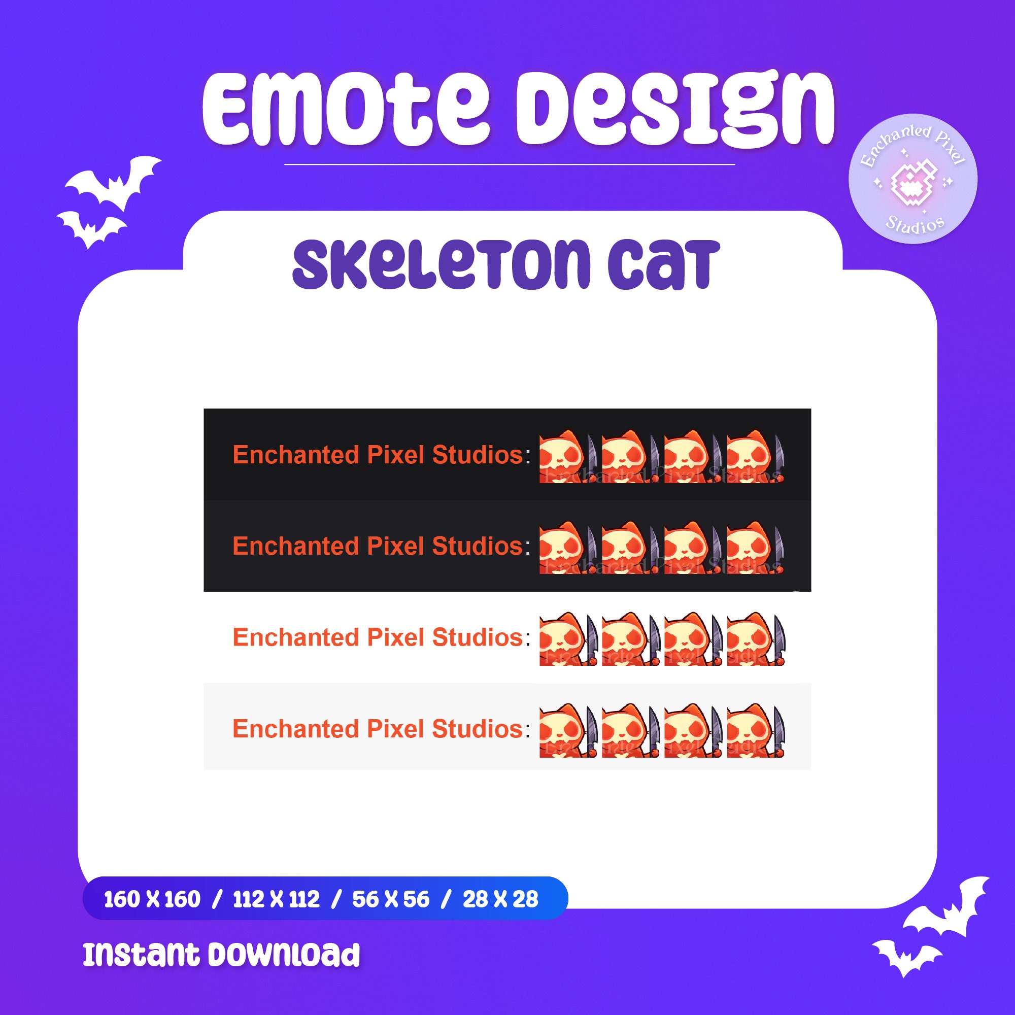 Halloween Cat Emote Knife Meme Emoji Orange Skeleton Cat - Etsy