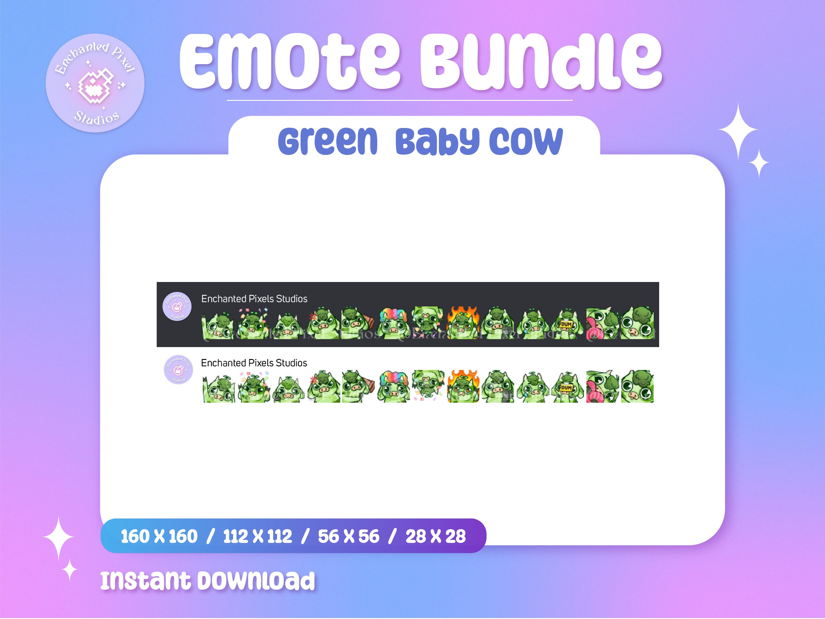 Green Cow Emote | Cute Twitch Cow Emote | Kawaii Twitch Emotes | Green ...