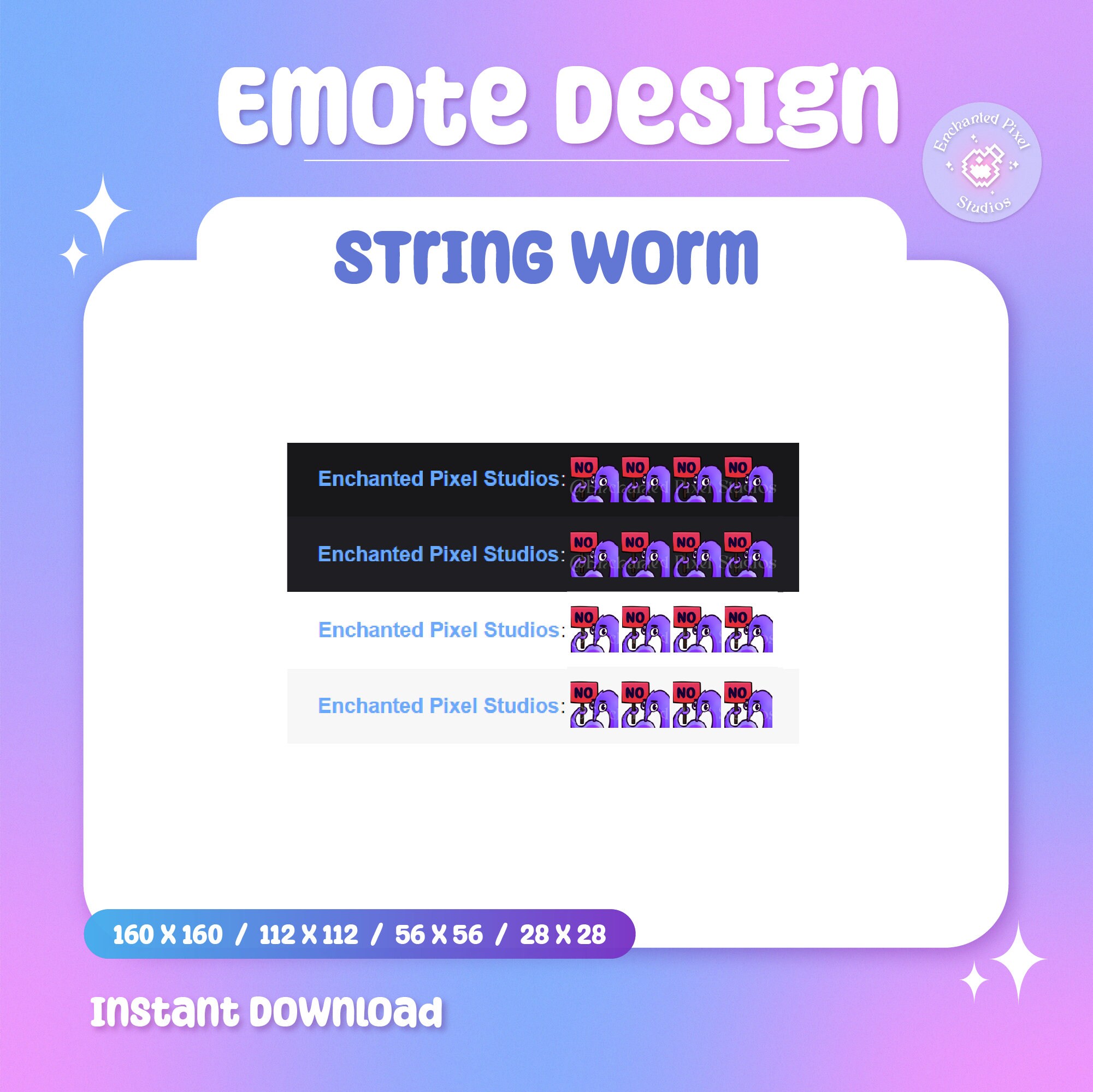 Meme Twitch Emote Purple String Worm Emoji for Discord Youtube Kick Red ...