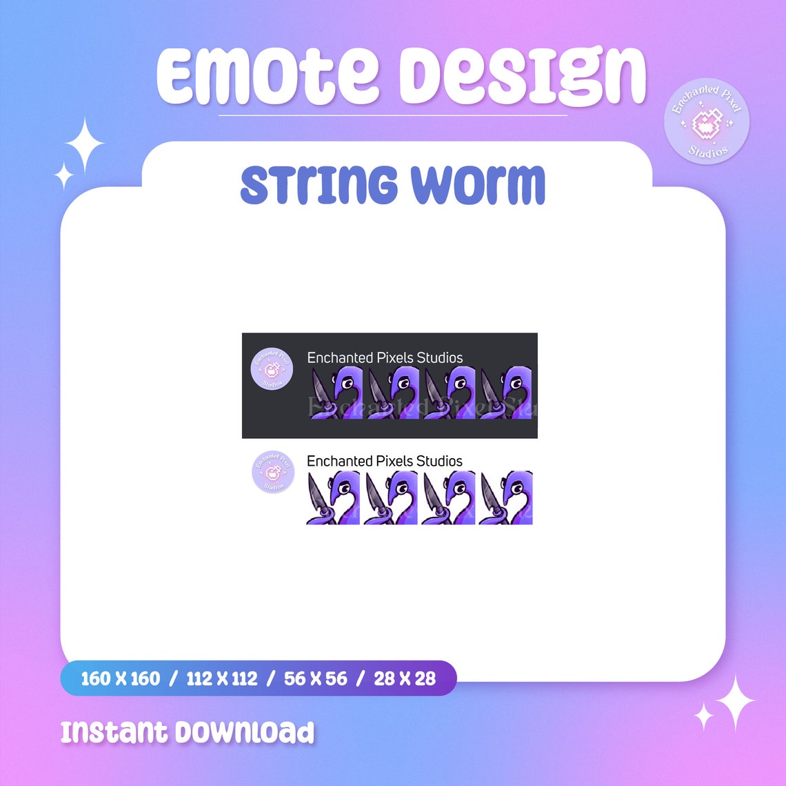 Purple String Worm Twitch Emote | String Worm With Knife Meme Emoji for ...