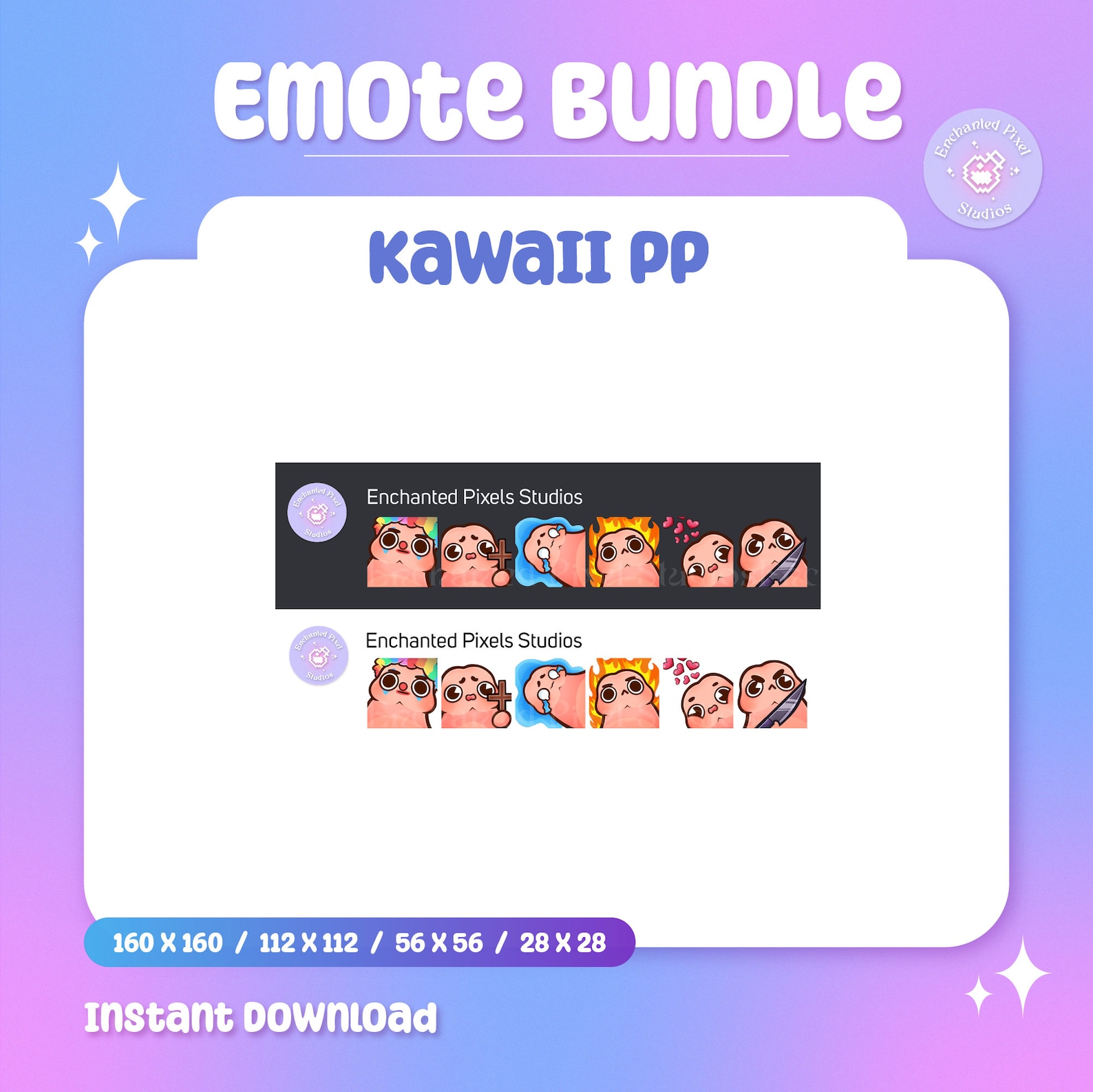 Kawaii PP Emote Pack (6) | Meme Twitch Emotes Clown Knife Love Cry ...