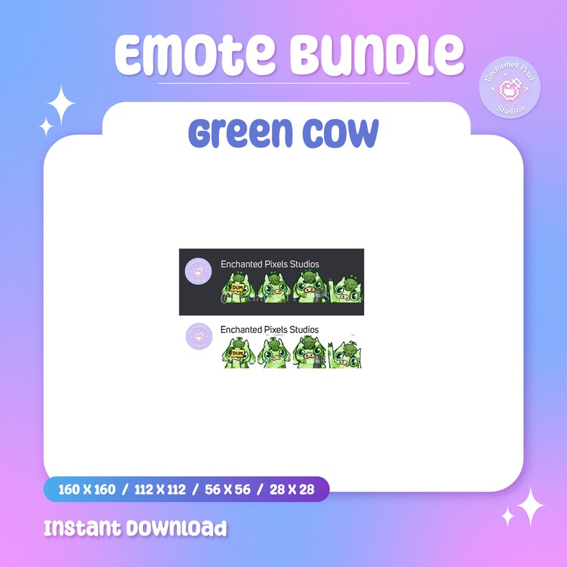 Chibi Meme Cow Twitch Emoji Pack Green Cow Streamer Emotes - Etsy