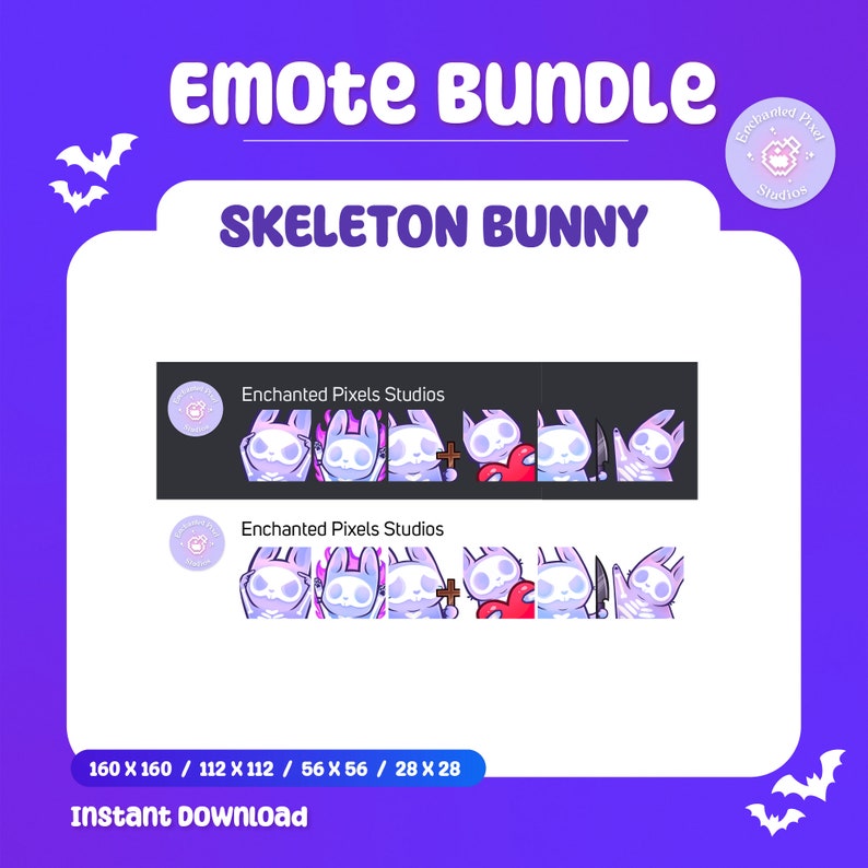 Cute Chibi Bunny Emote Set | 6 Pastel Purple Rabbit Streamer Emotes ...