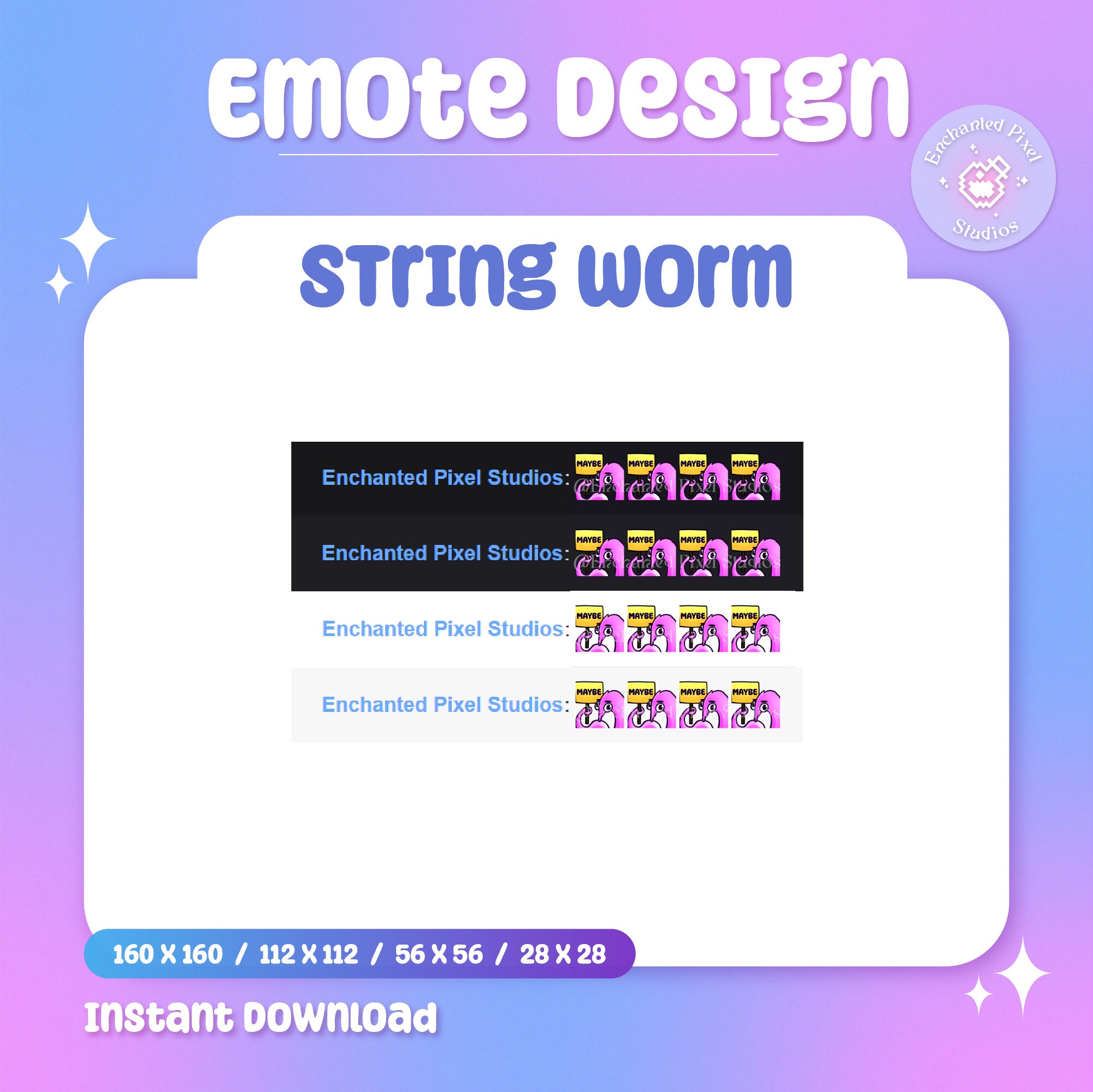 Twitch Emote Maybe Sign String Worm Meme Emoji Cute Kawaii Chibi Pink ...