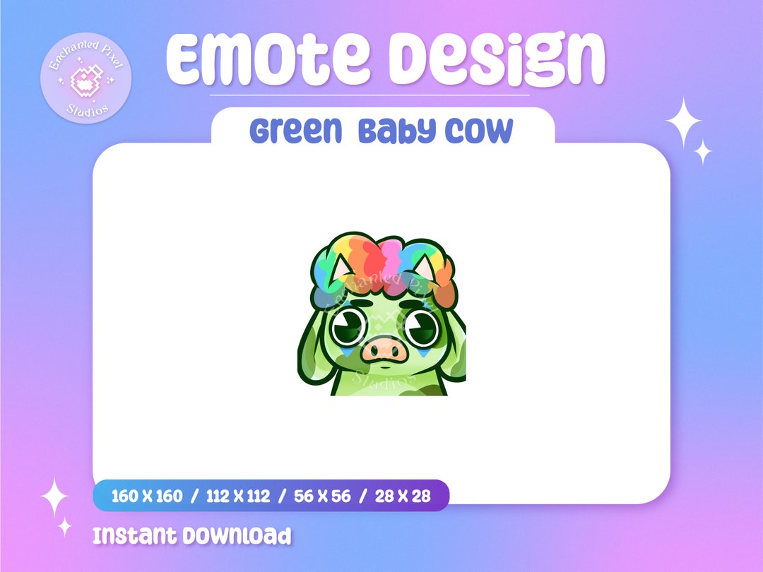 Twitch Clown Emote | Green Cow Emote | Twitch Cute Cow Emote | Meme ...