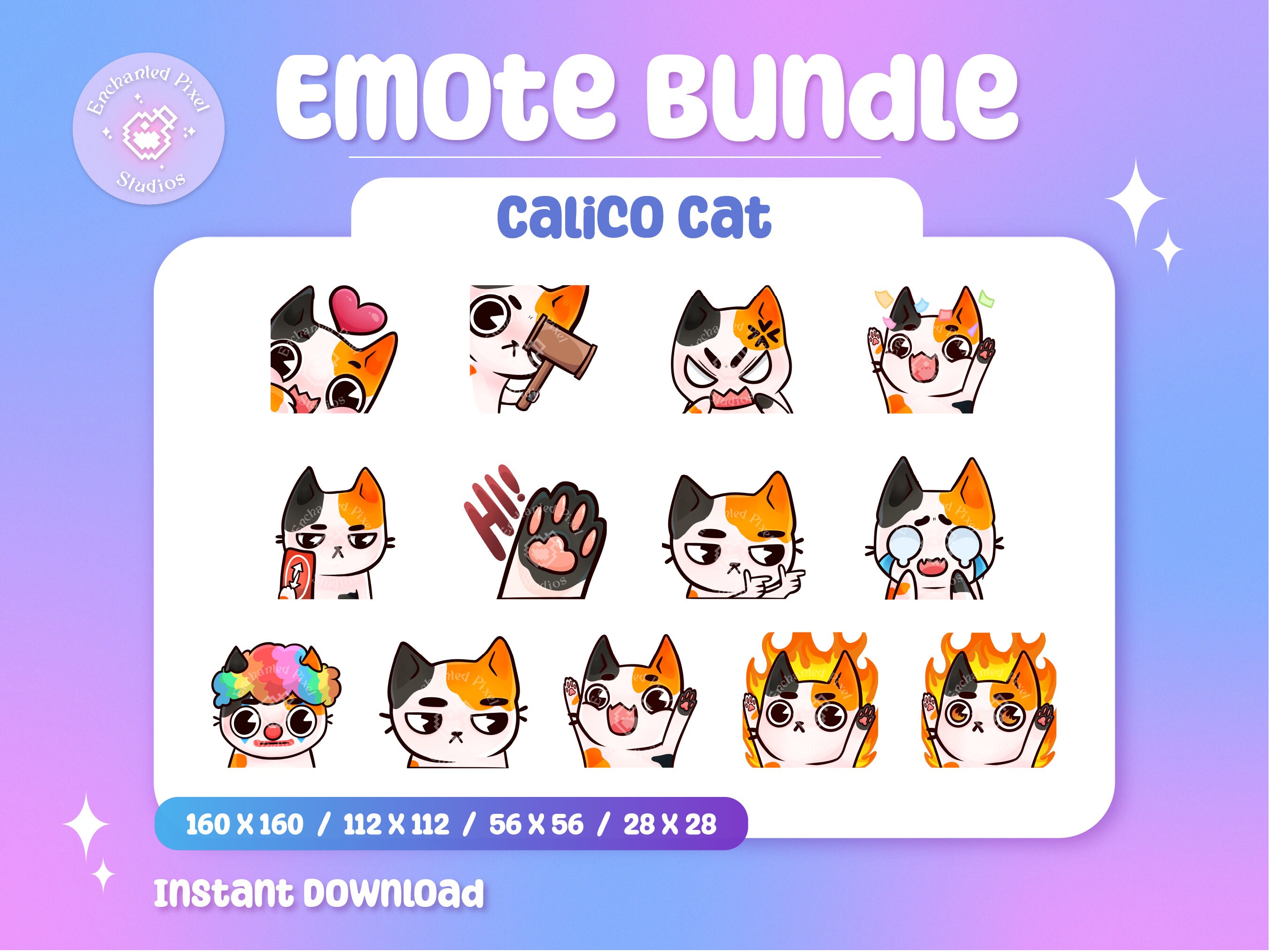 Cat Twitch Emote Calico Cat Emote, Cute Cat Emote Twitch Emote Discord ...