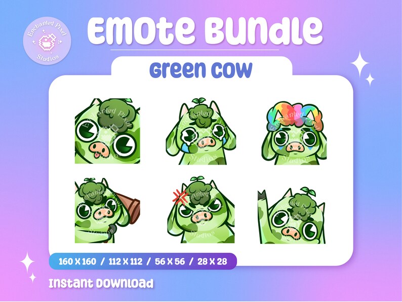 Cow Emote Bundle | Cute Emote Pack | Kawaii Emote Pack | Sub Emotes ...