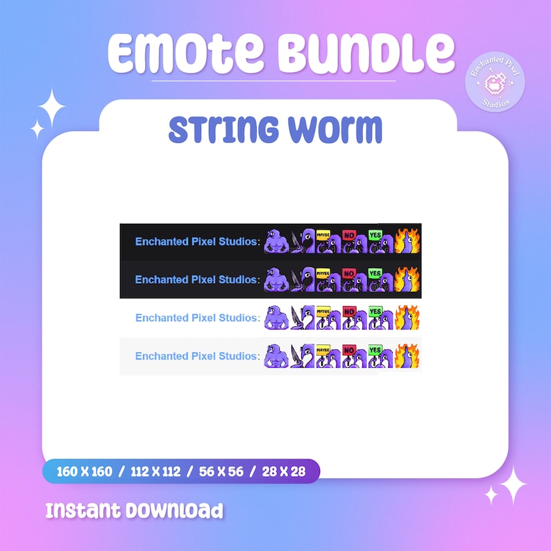 Meme String Worm Emote Pack 6 Purple String Worm Twitch Sub Emotes ...