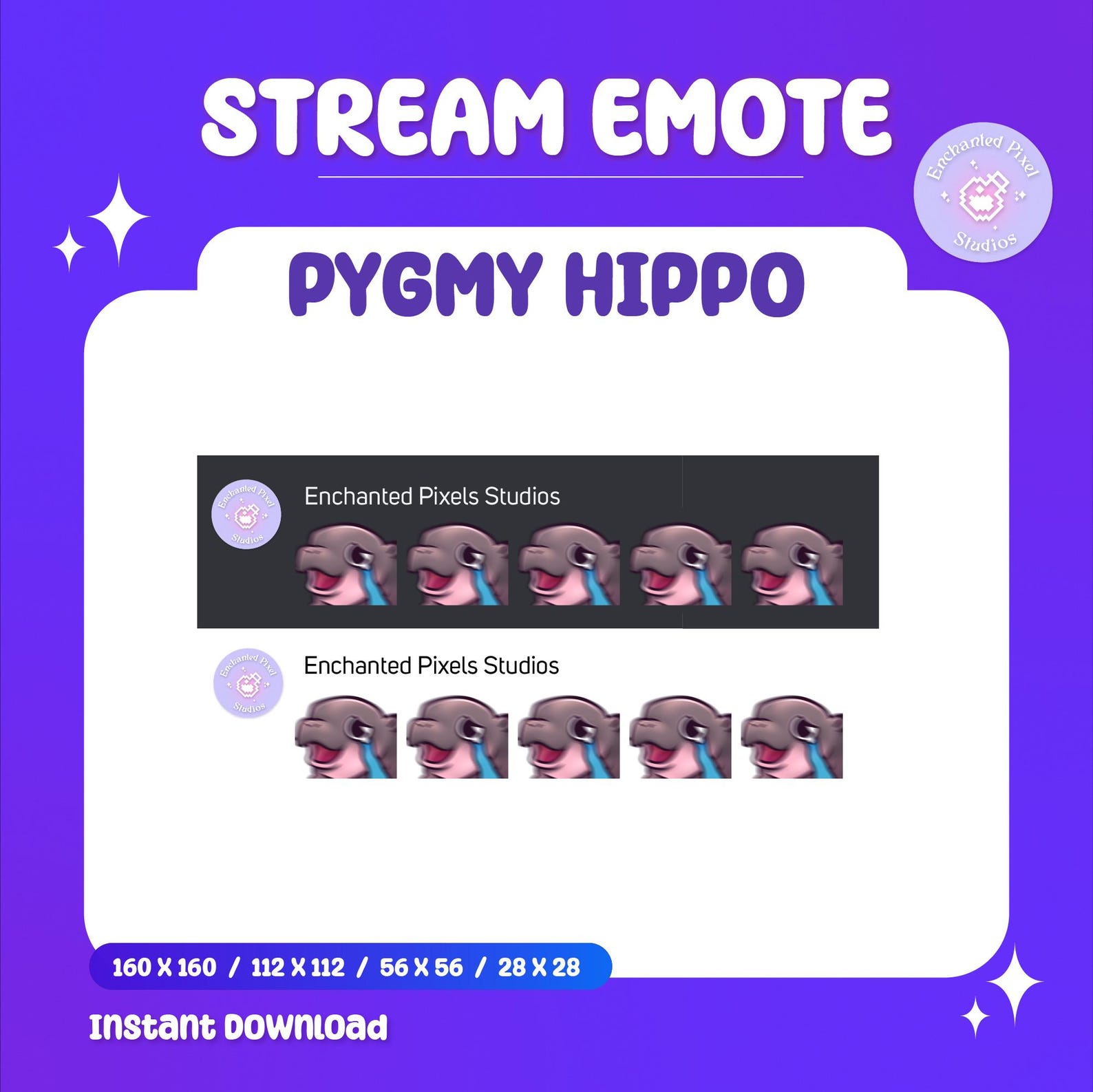 Cute Chibi Pygmy Hippo Emote | Baby Pygmy Hippo Crying | Grumpy Stream ...
