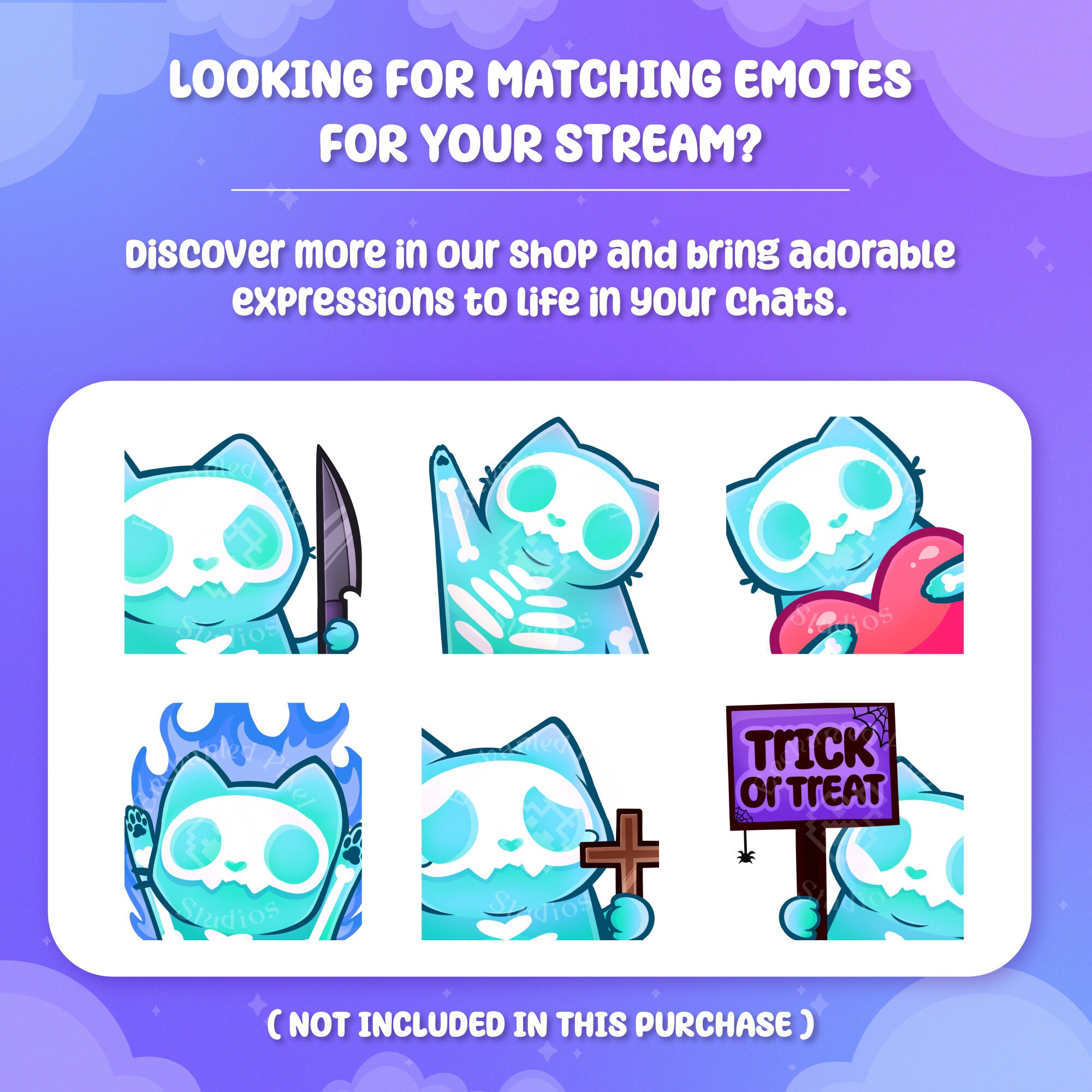 48 Cute Chibi Cat Twitch Panels Profile Streamer Box Panels Pastel Blue ...